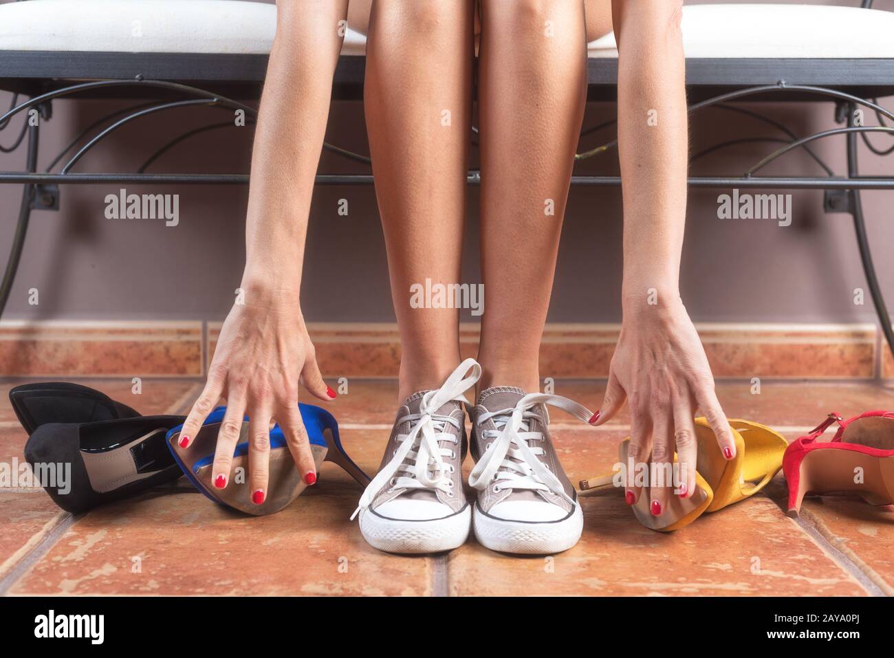 Legs young woman high heeled shoes hi-res stock photography and images ...