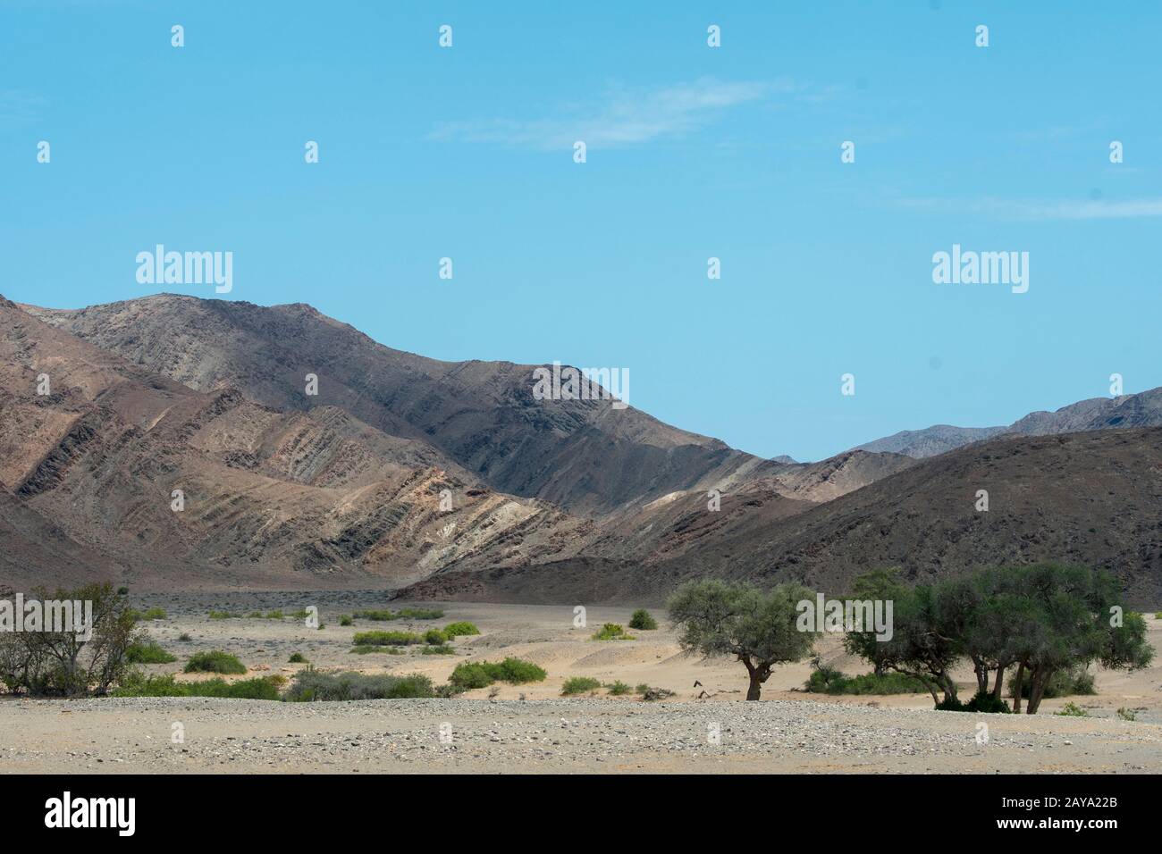The desert landscape of the dry Huanib River Valley in northern ...