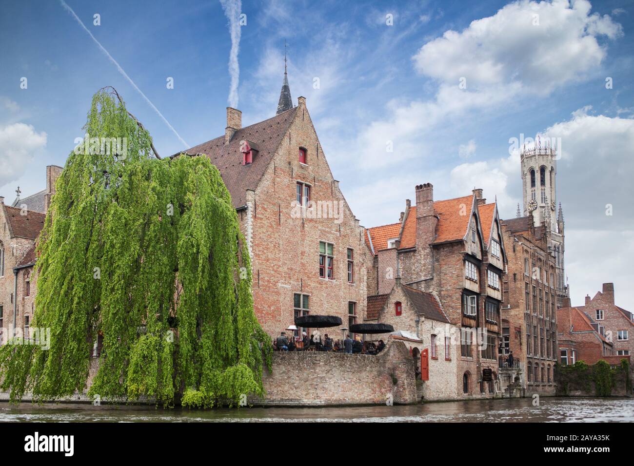 Old hauses with the famous Belfry tower Stock Photo - Alamy