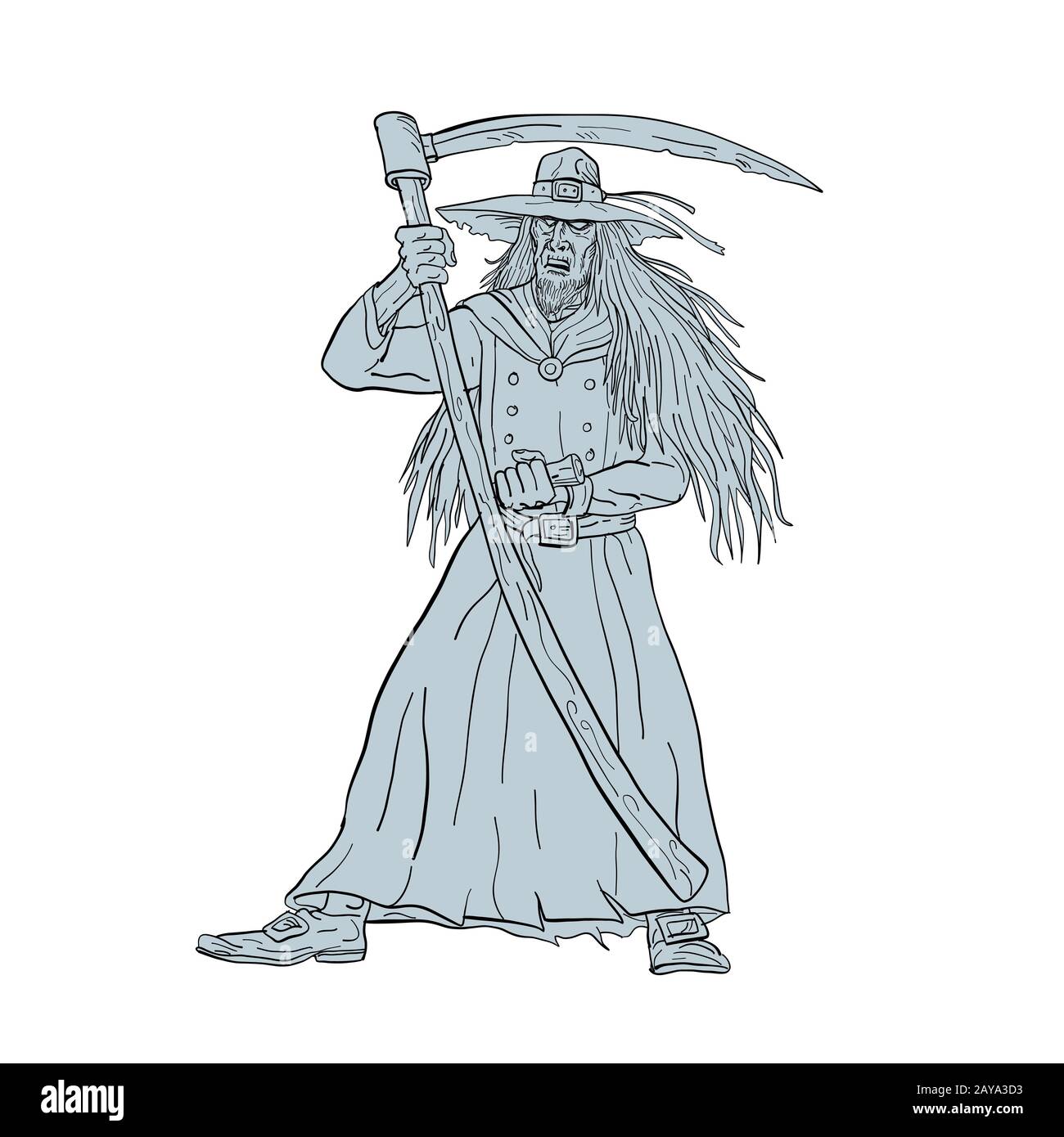Ankou Henchman of Death With Scythe Drawing Stock Photo - Alamy
