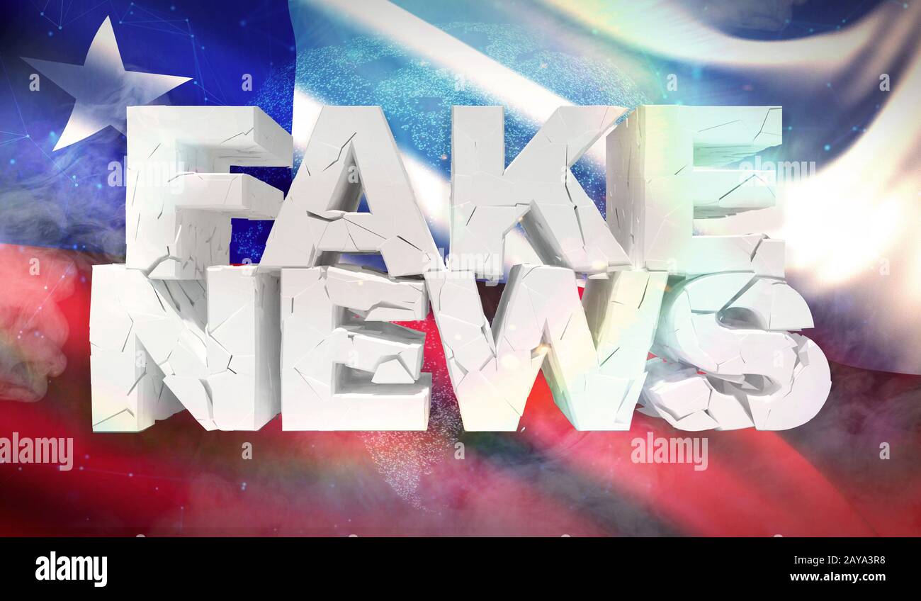 3D illustration of fake news concept with background flag of Chile ...