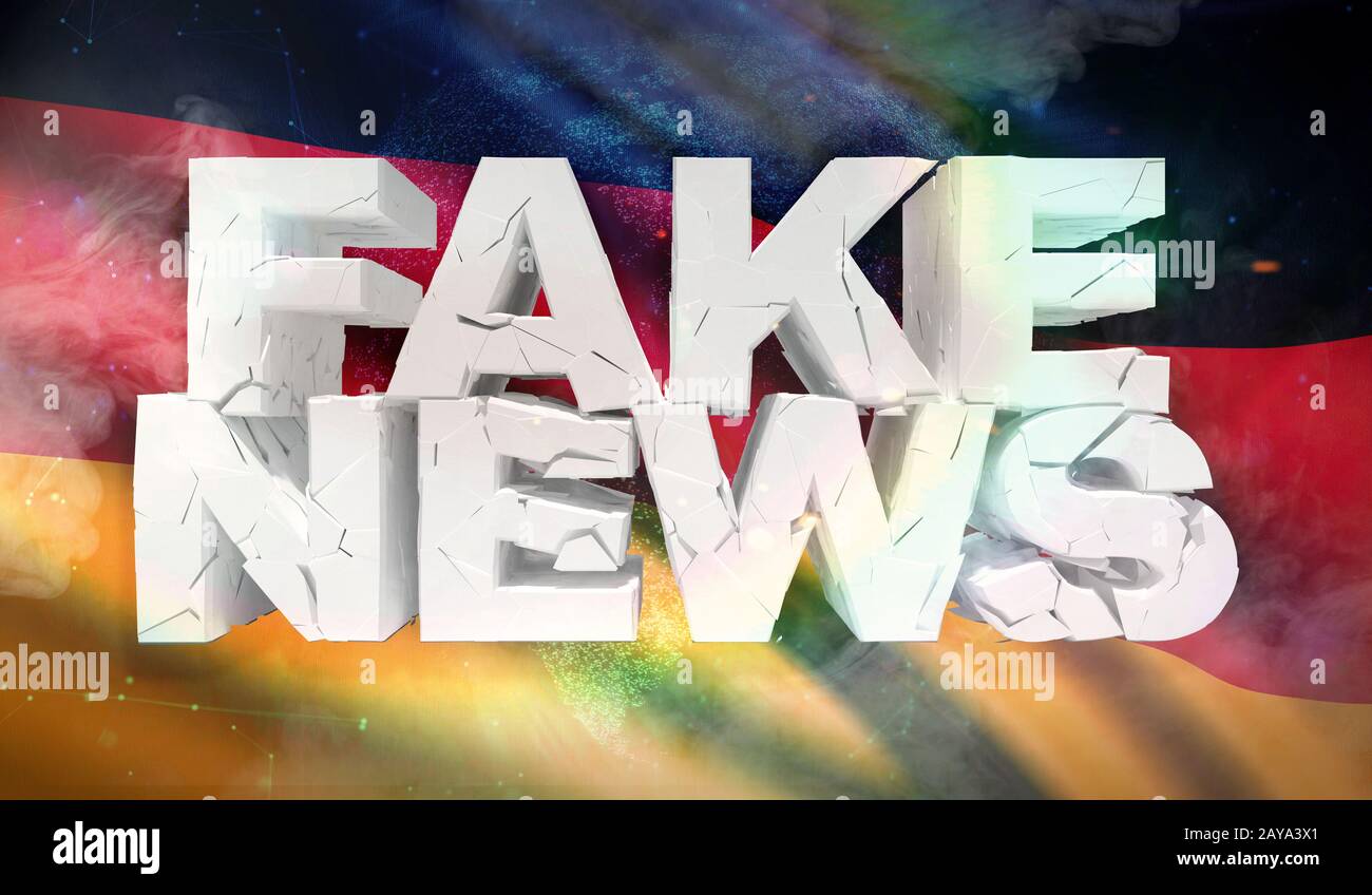 3D illustration of fake news concept with background flag of Germany ...