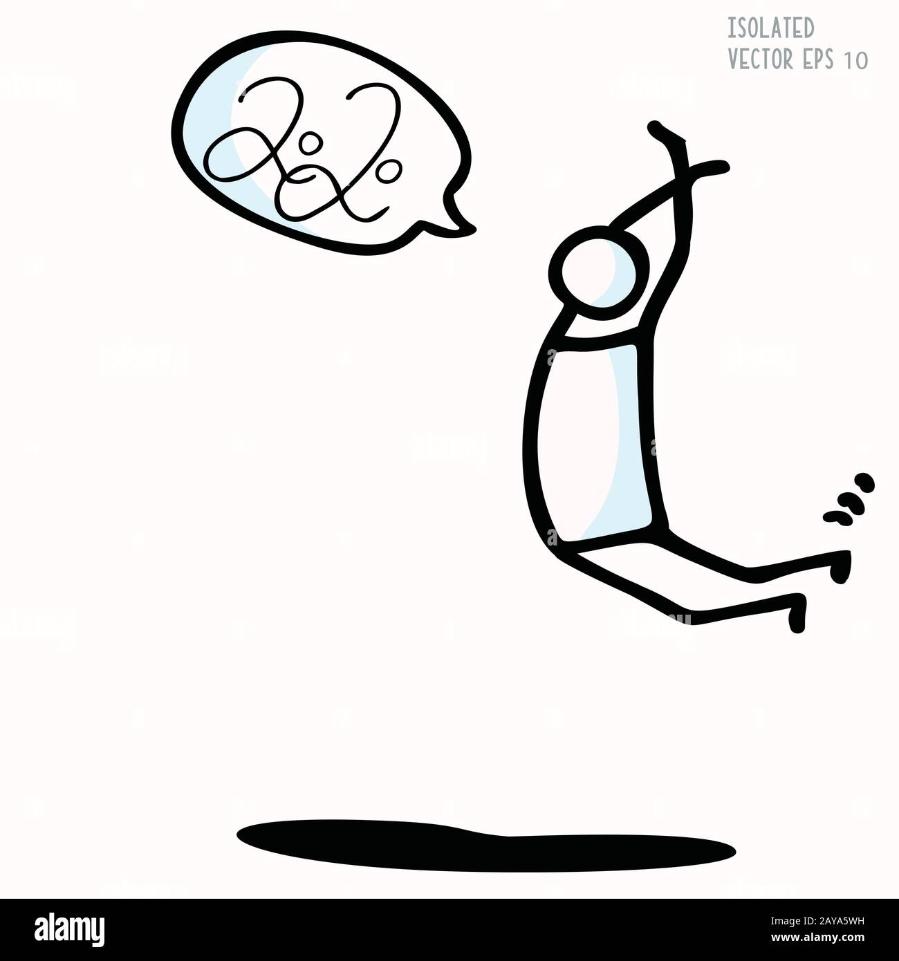 Hand Drawn Stickman Person Jumping into 2020. Concept Goal Planning ...