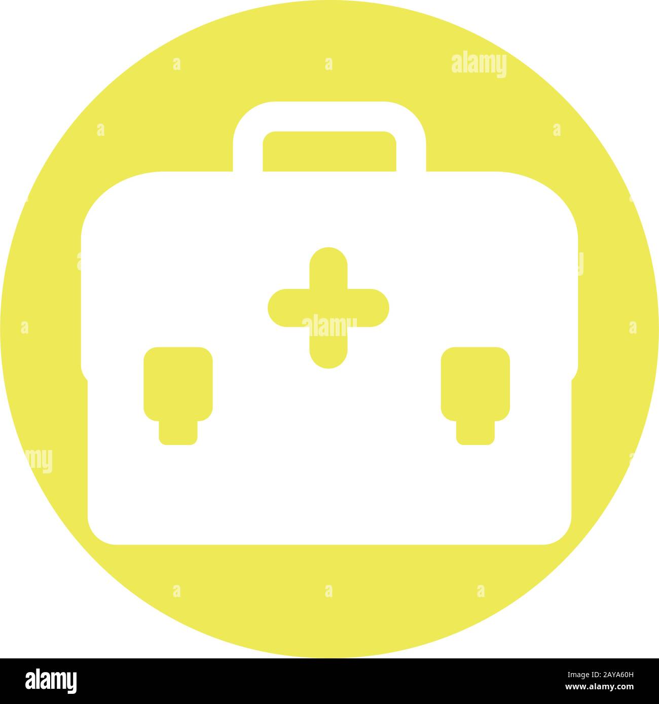 first aid kit over yellow circle and white background, block style icon ...