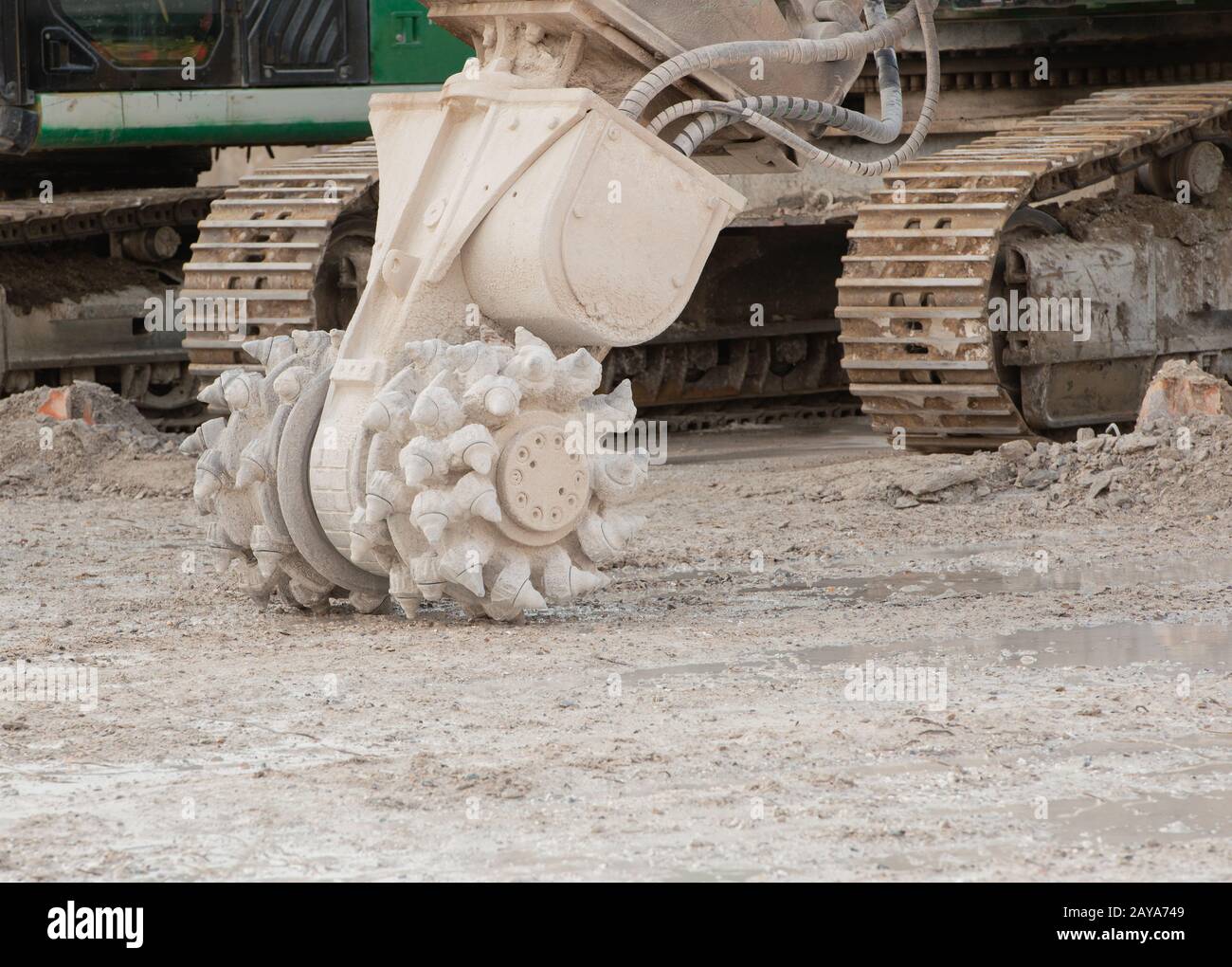 Building demolition with a demolition excavator on a building site ...