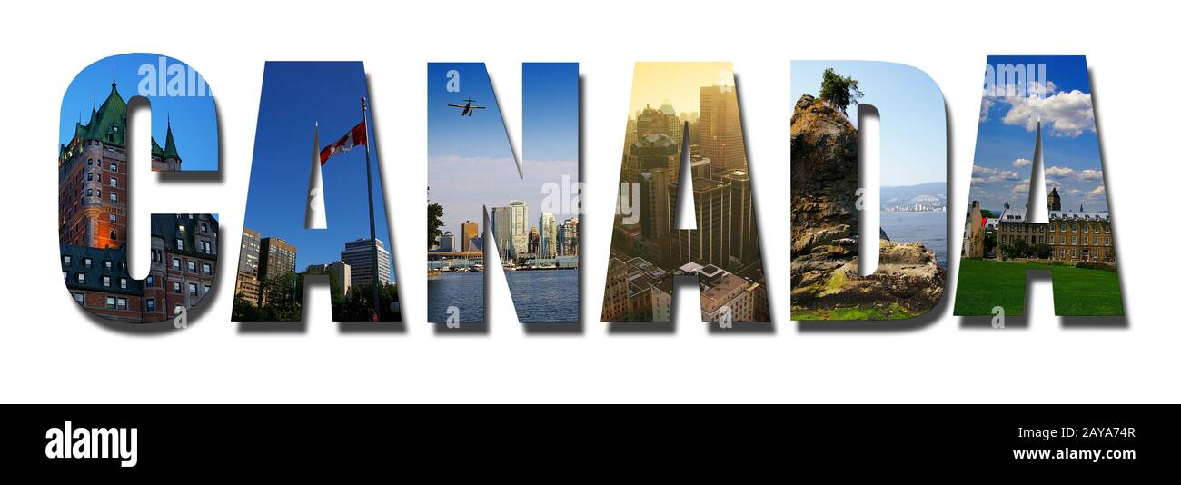 Canada collage isolated on white Stock Photo - Alamy