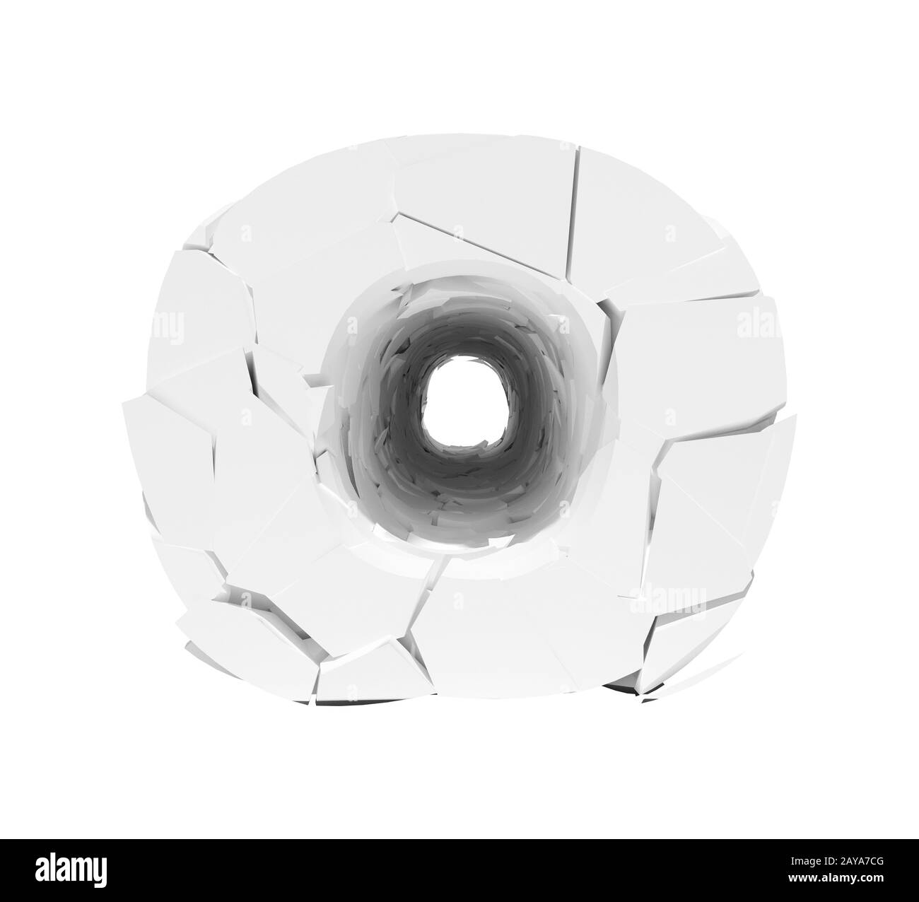 Isolated cracked alphabet letter O on a white background. 3D ...