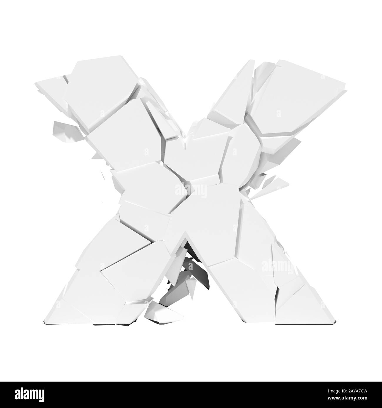Isolated cracked alphabet letter X on a white background. 3D ...