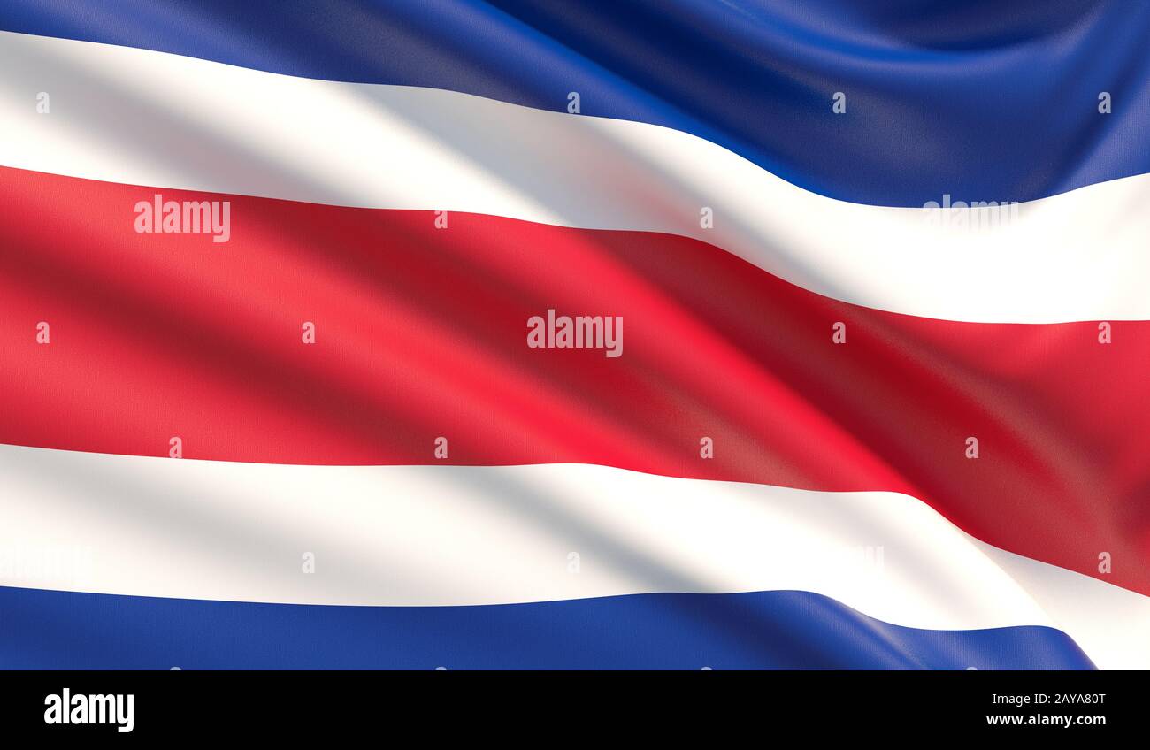 Flag of Costa Rica. Waved highly detailed fabric texture. 3D ...