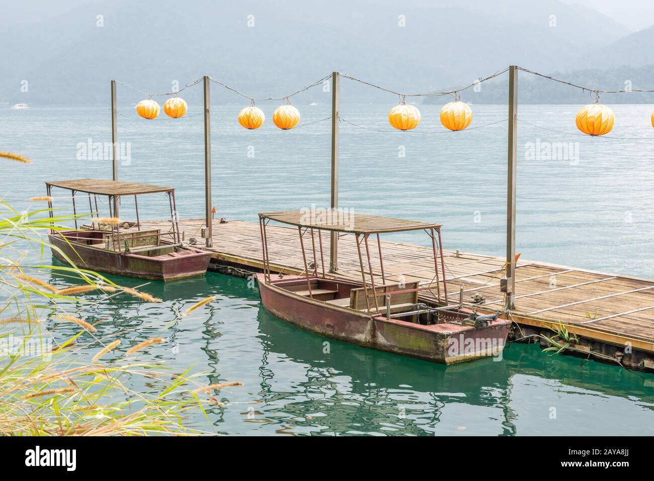dock at Sun Moon Lake Stock Photo - Alamy