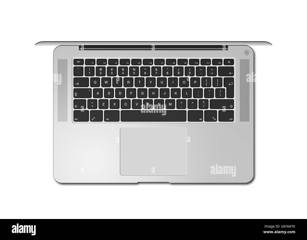Open laptop top view isolated on white. 3D render Stock Photo - Alamy