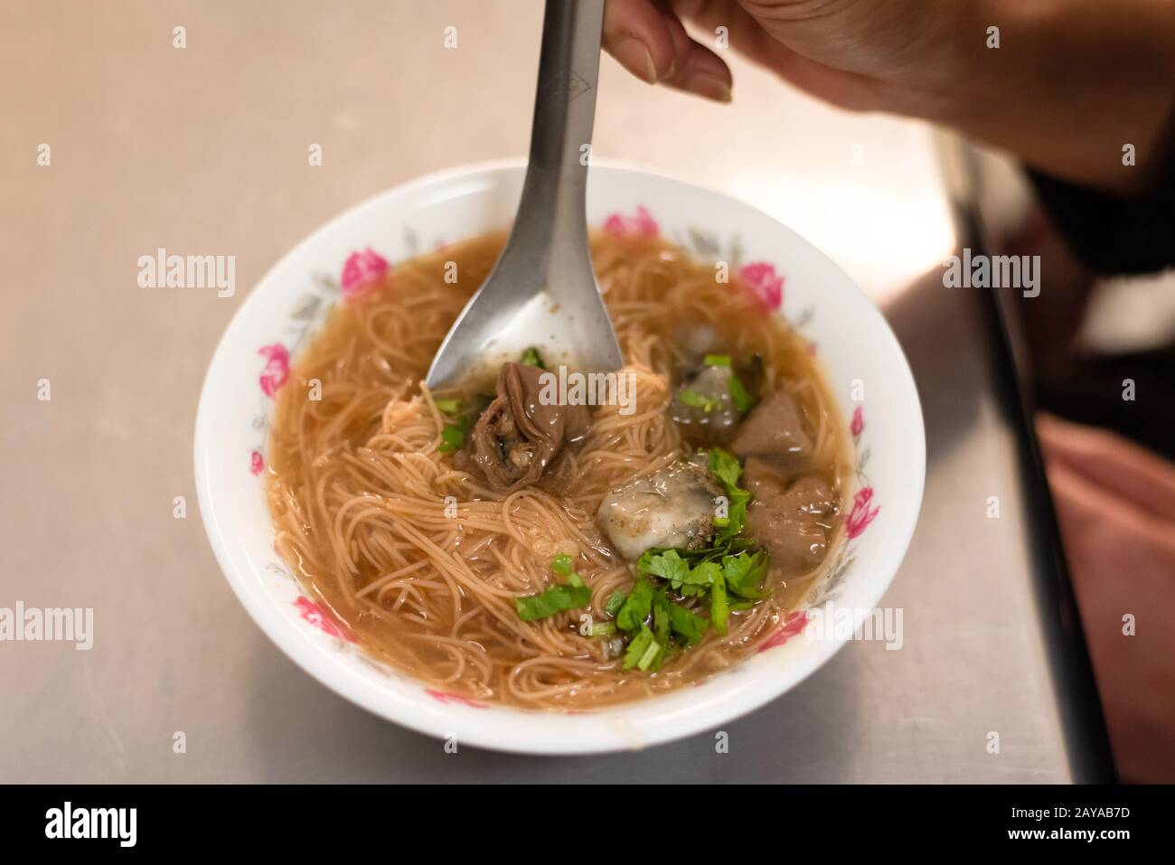 Taiwan snack of thin noodles with pork intestine Stock Photo - Alamy