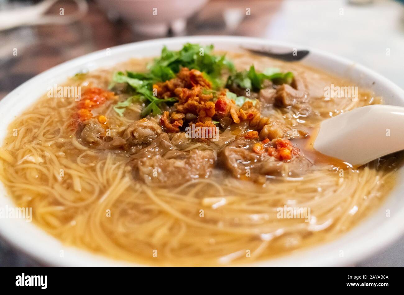 Taiwan snack of thin noodles with pork intestine Stock Photo - Alamy