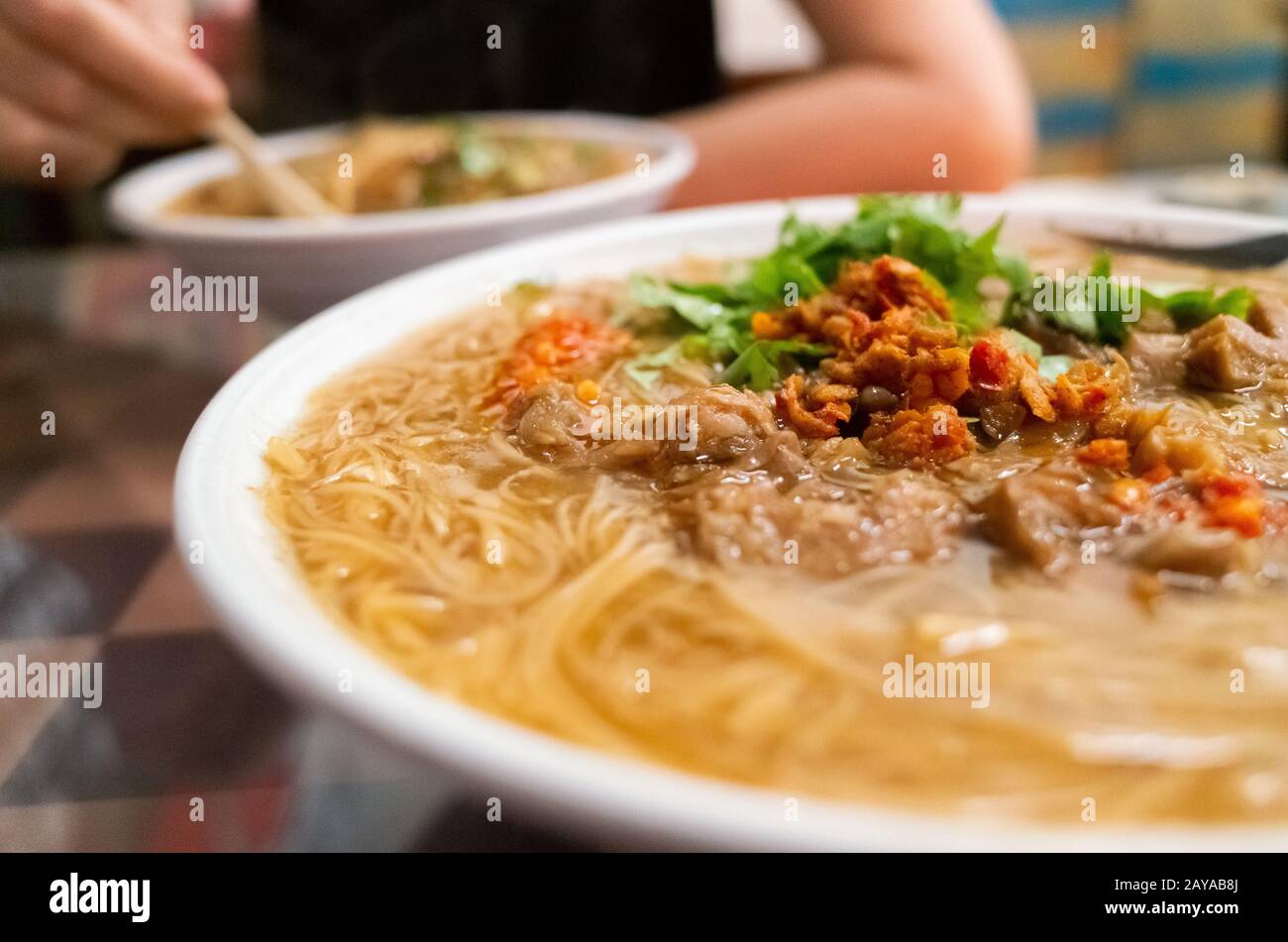 Taiwan snack of thin noodles with pork intestine Stock Photo - Alamy