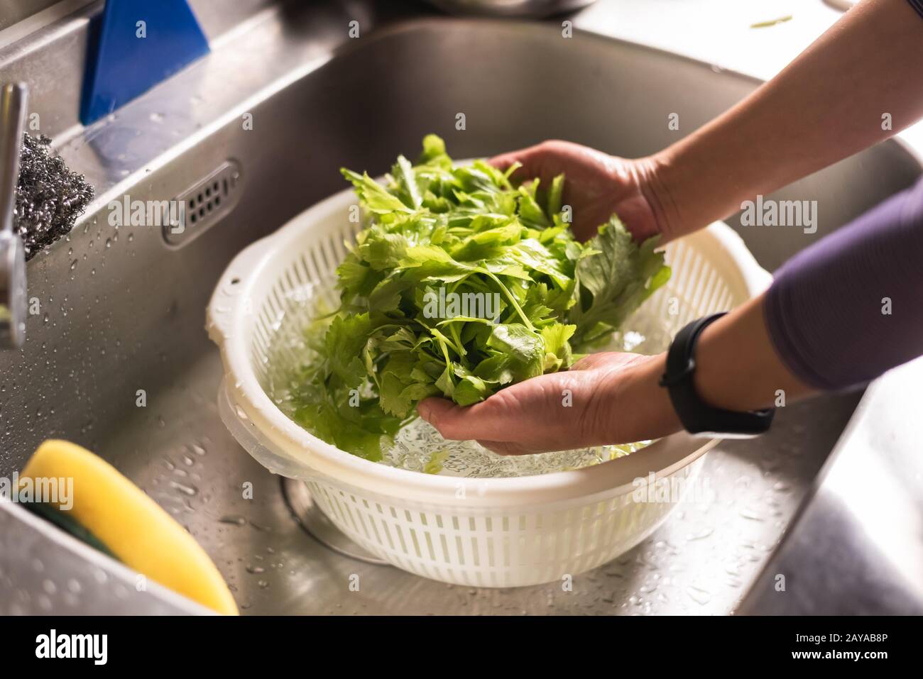 woman washing vegetables Stock Photo - Alamy