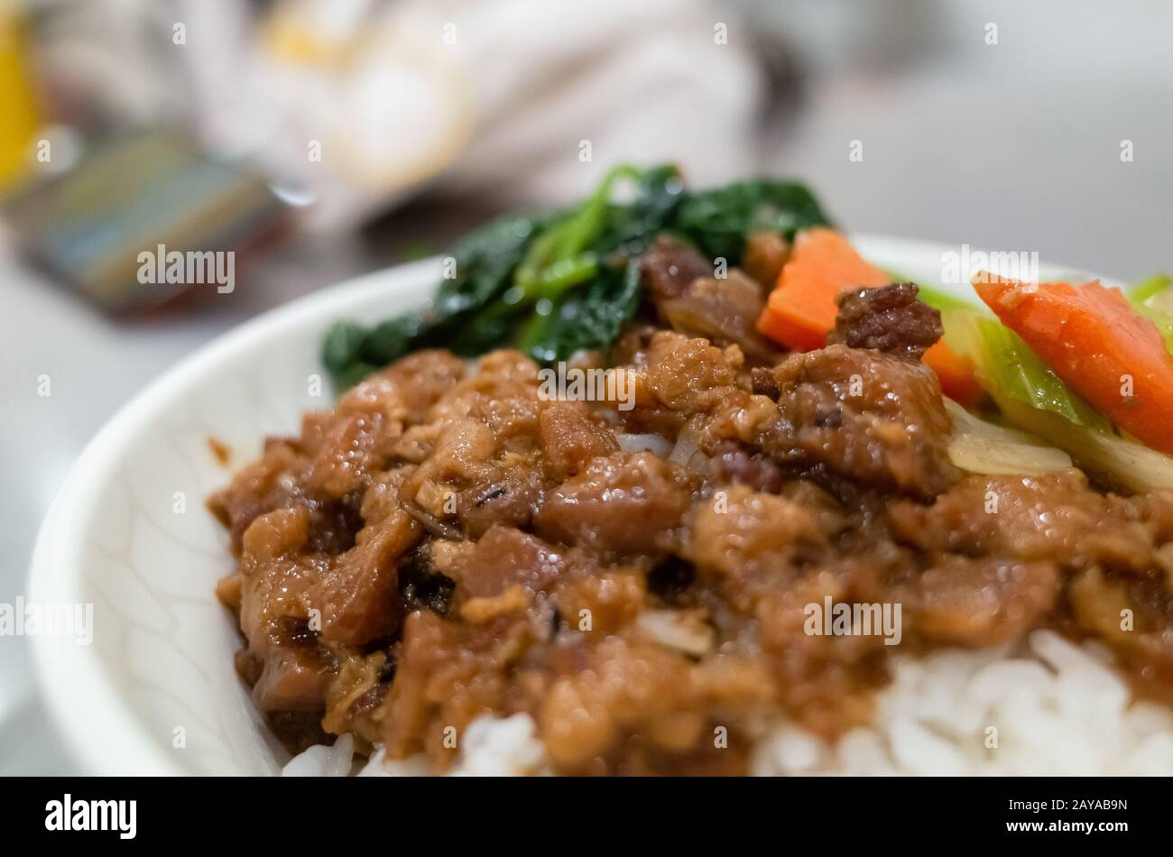 Chinese braised pork on rice Stock Photo - Alamy