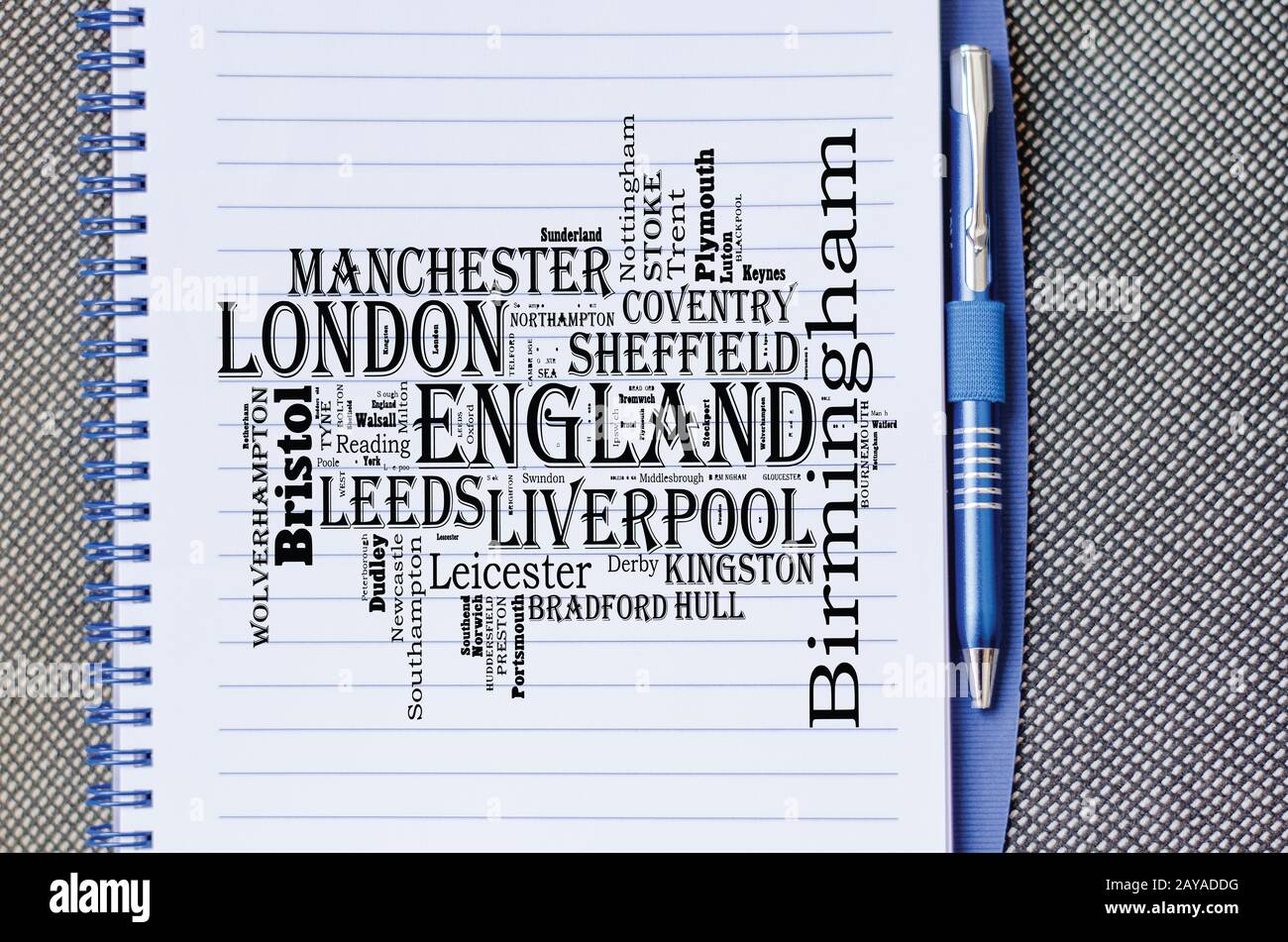 Localities in England word cloud travel concept Stock Photo - Alamy