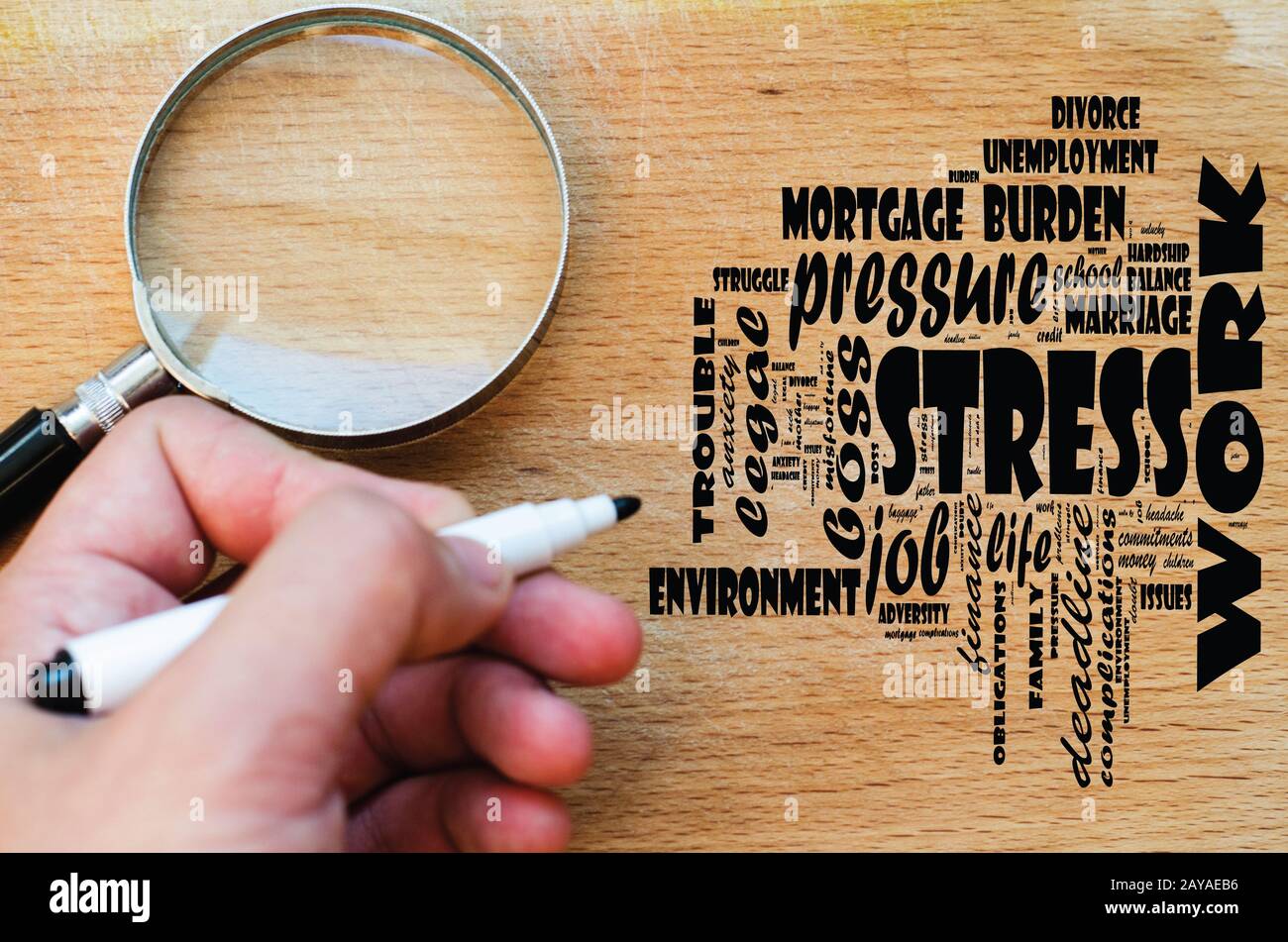 Stress word cloud design Stock Photo - Alamy