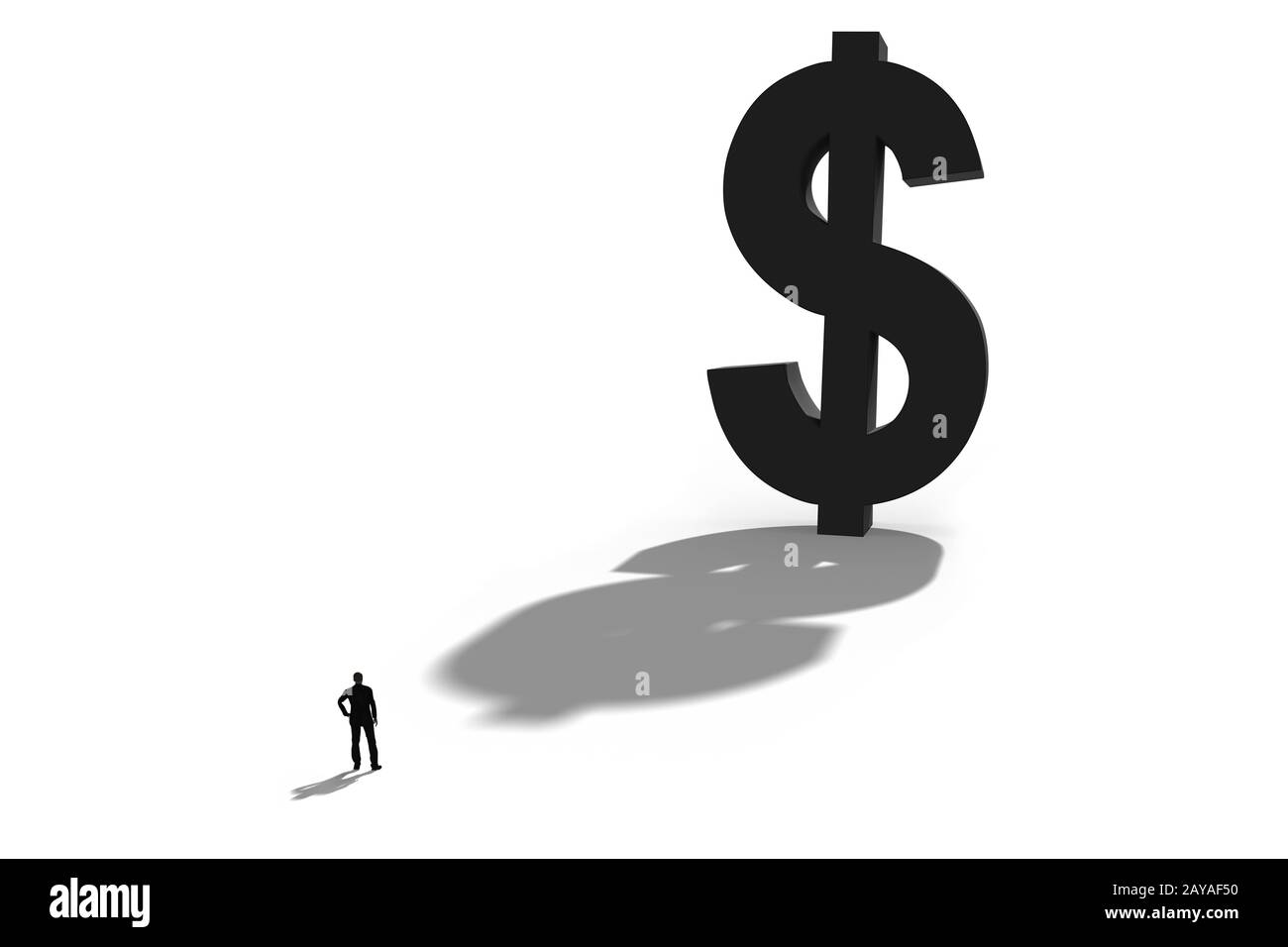 Businessman standing in front of a giant Dollar symbol. Internet ...