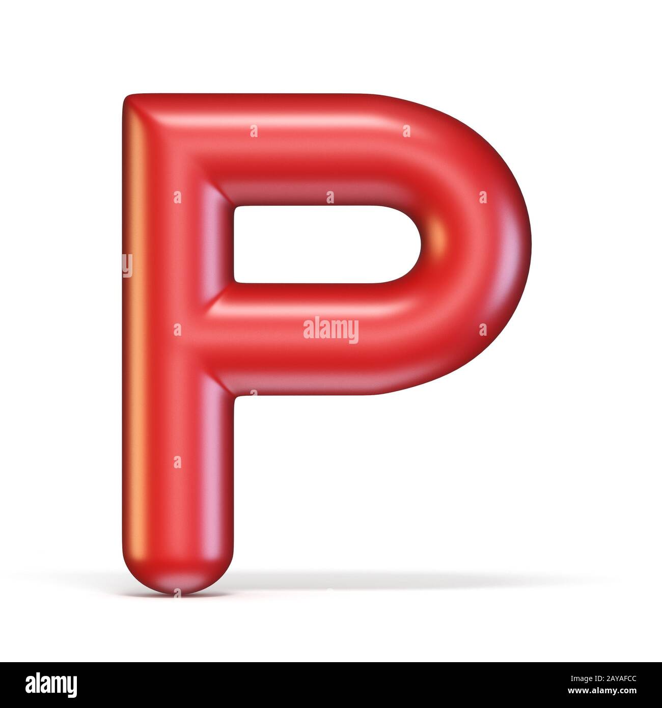 Red glossy font Letter P 3D Stock Photo - Alamy