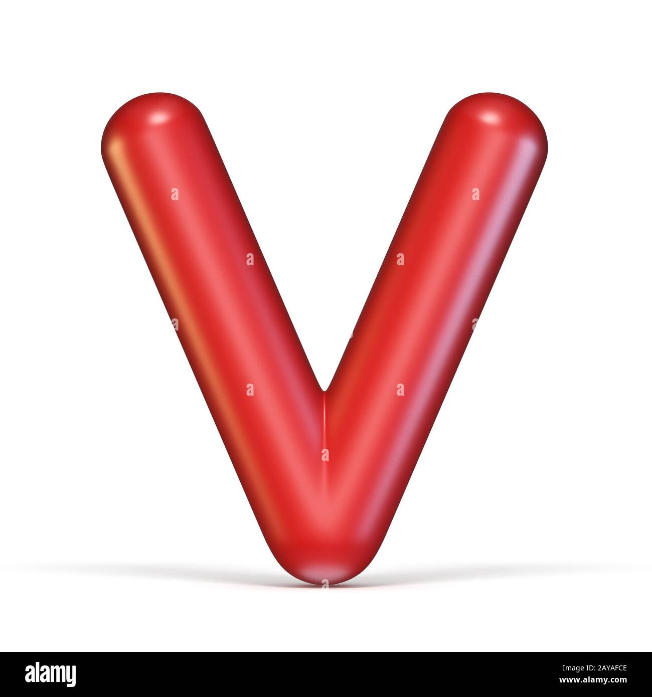Red glossy font Letter V 3D Stock Photo - Alamy