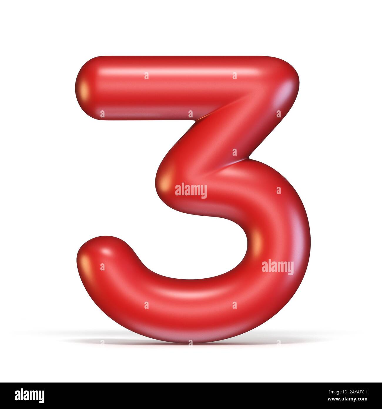 Red glossy font Number 3 THREE 3D Stock Photo - Alamy
