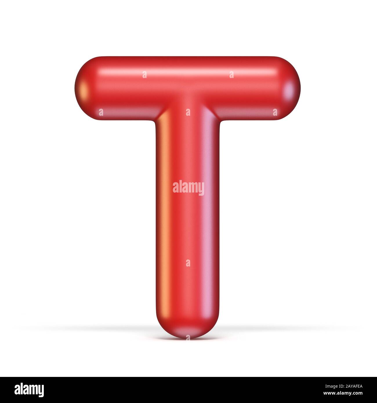 Red glossy font Letter T 3D Stock Photo - Alamy
