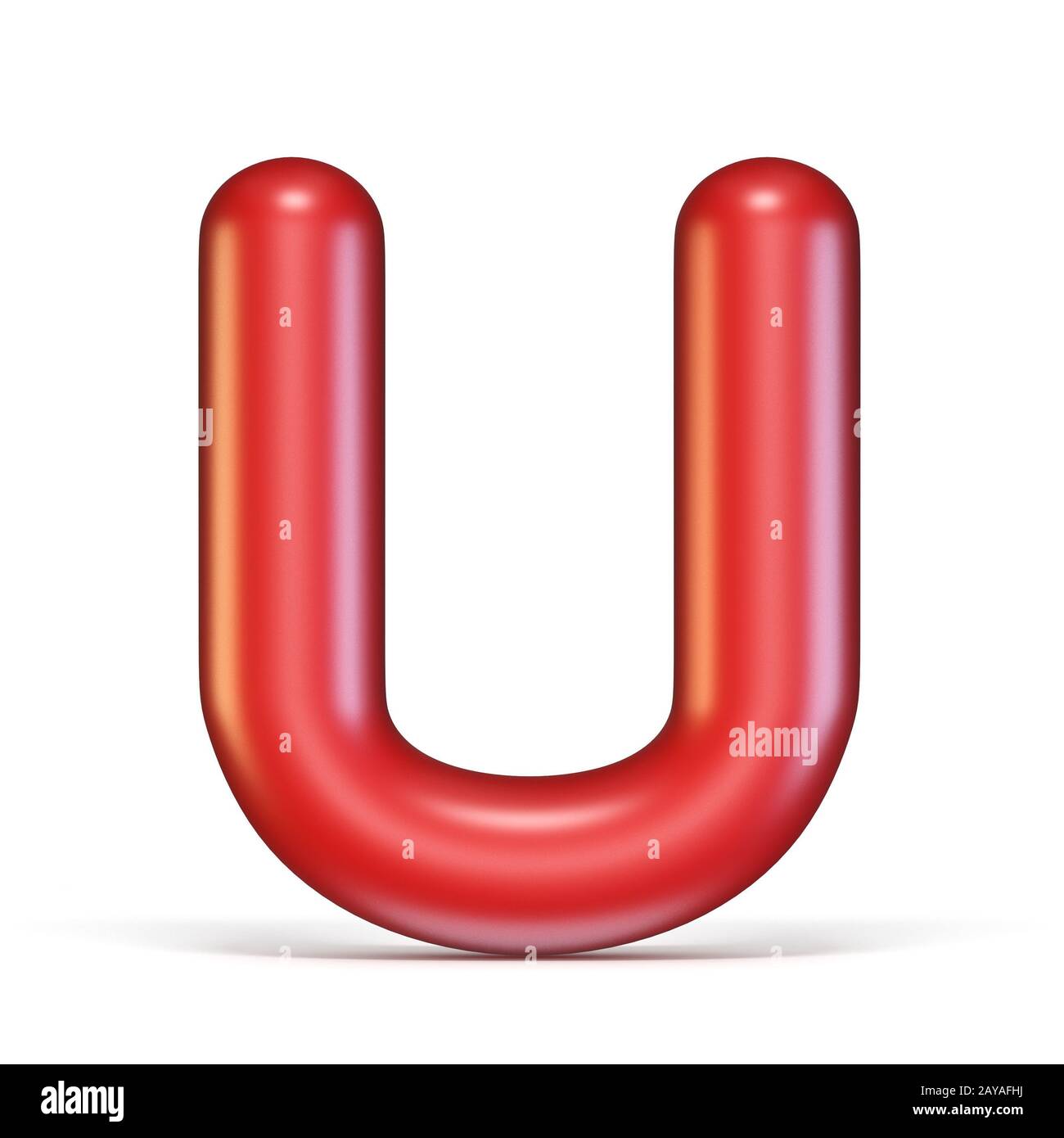 Red glossy font Letter U 3D Stock Photo - Alamy