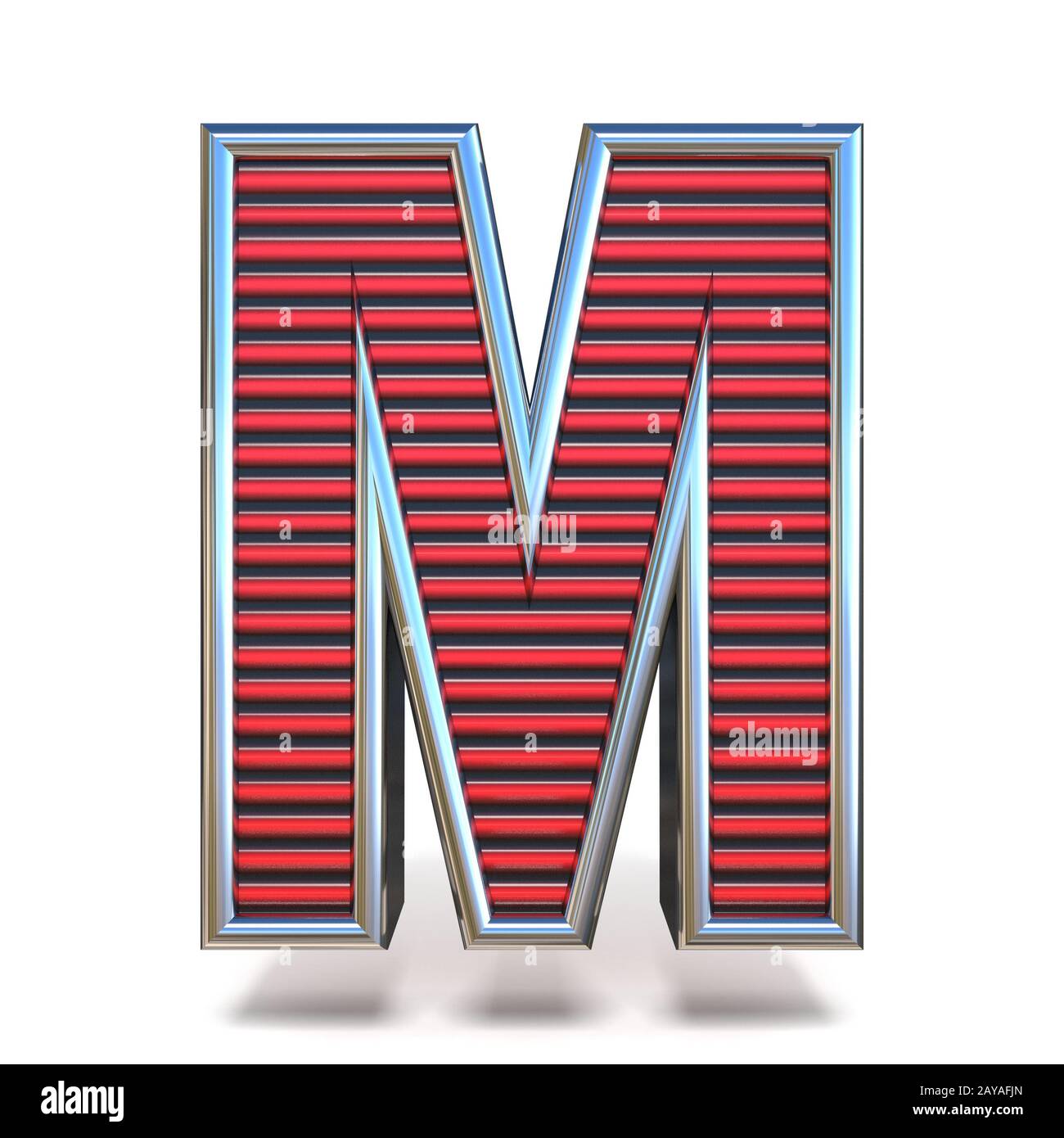 Metal red lines font Letter M 3D Stock Photo - Alamy