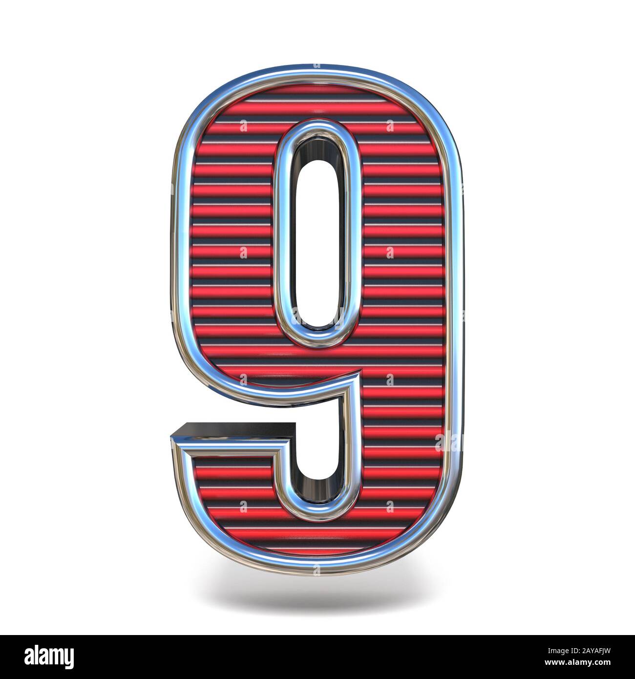 Metal red lines font Number NINE 9 3D Stock Photo - Alamy
