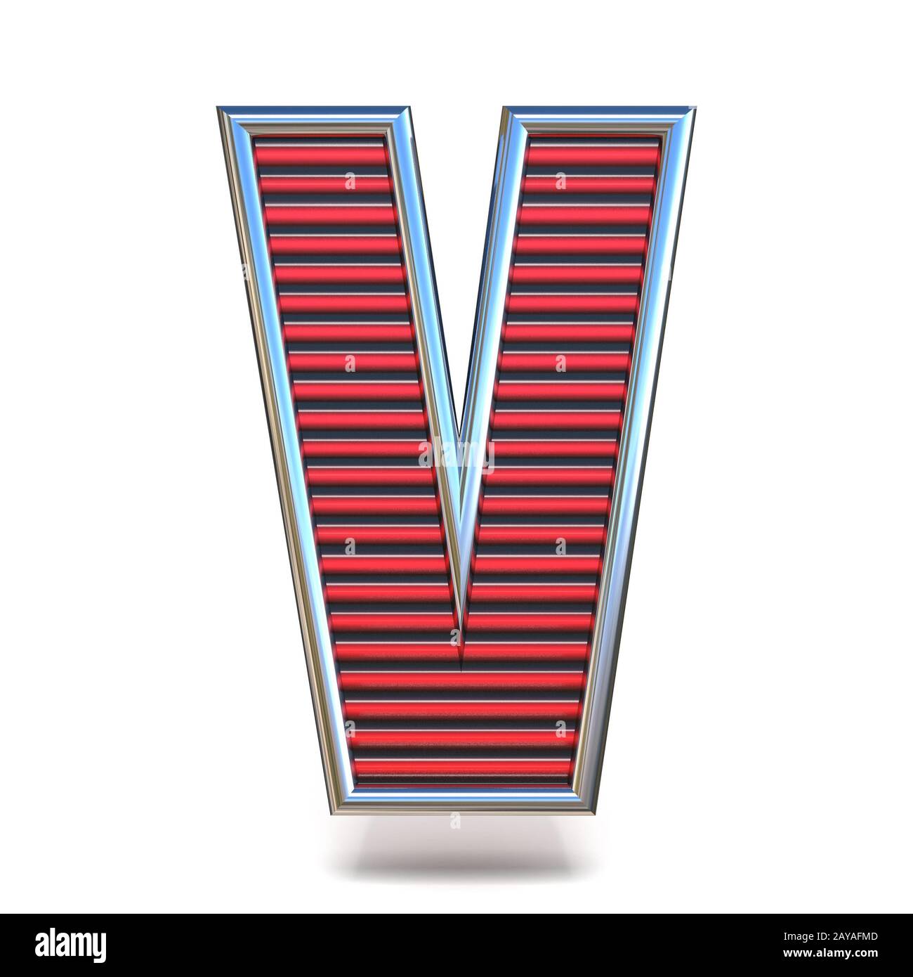 Metal red lines font Letter V 3D Stock Photo - Alamy