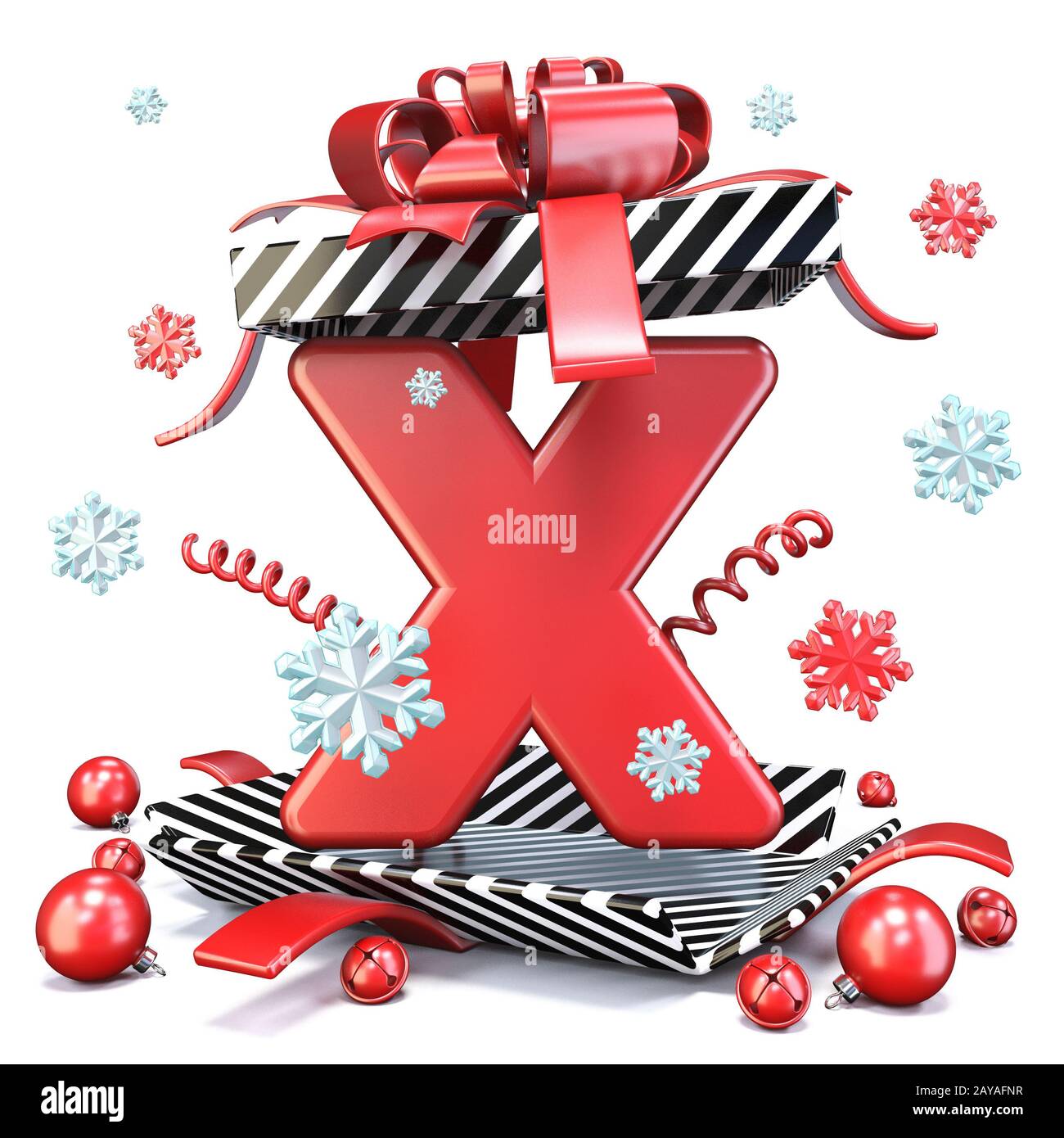 Red Letter X inside open gift box 3D Stock Photo - Alamy