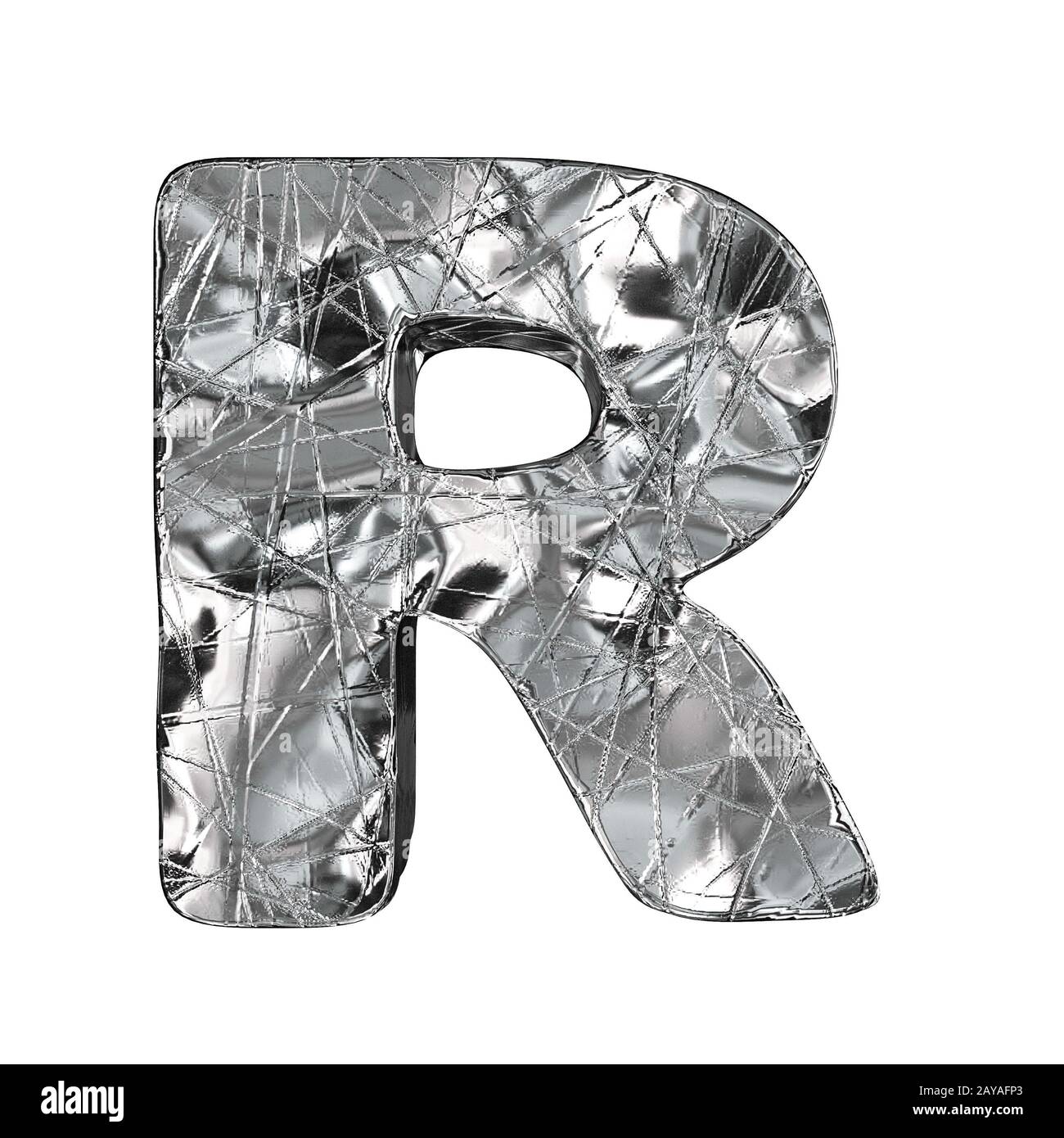 Grunge aluminium foil font letter R 3D Stock Photo - Alamy