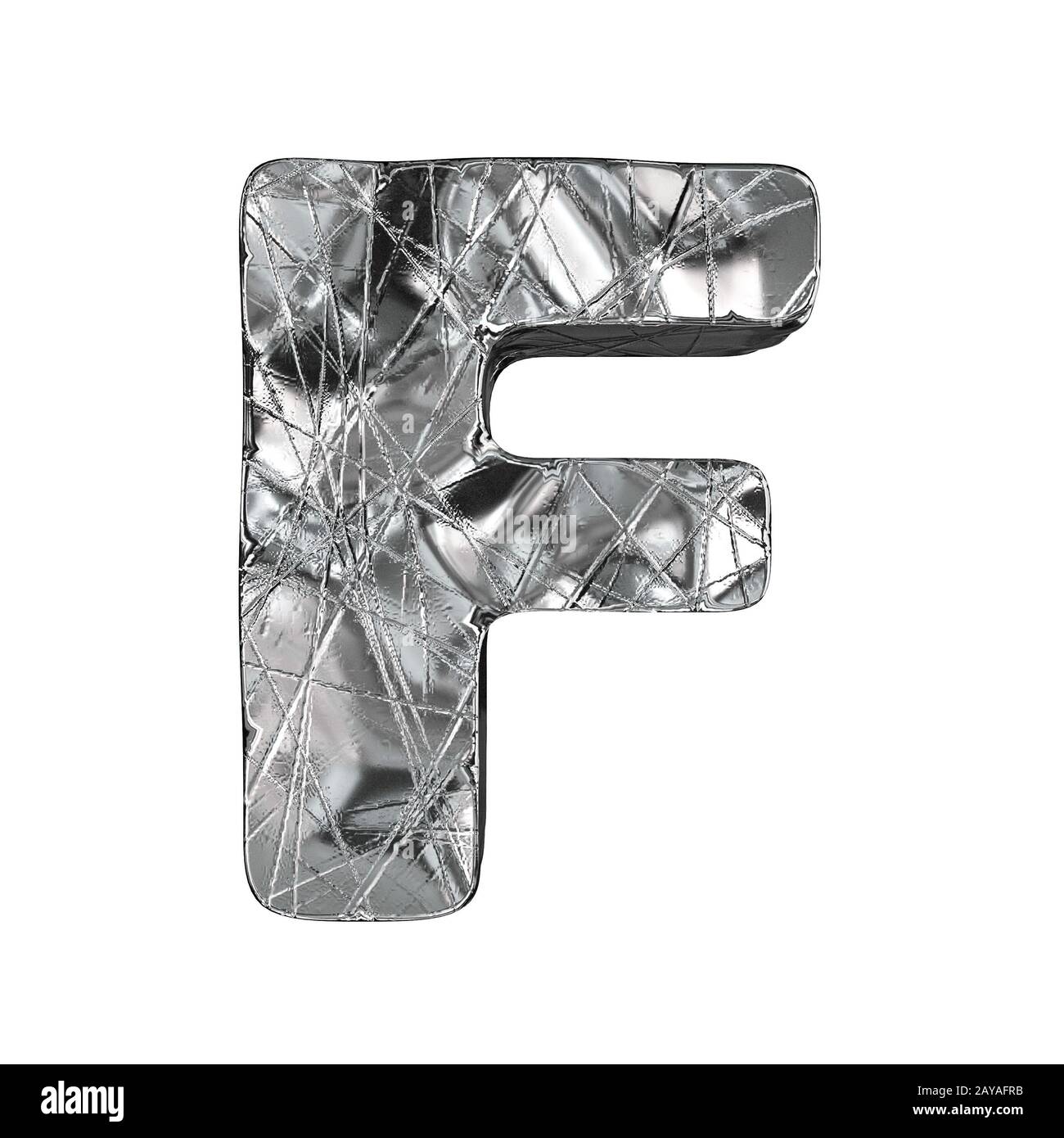 Grunge aluminium foil font letter F 3D Stock Photo - Alamy