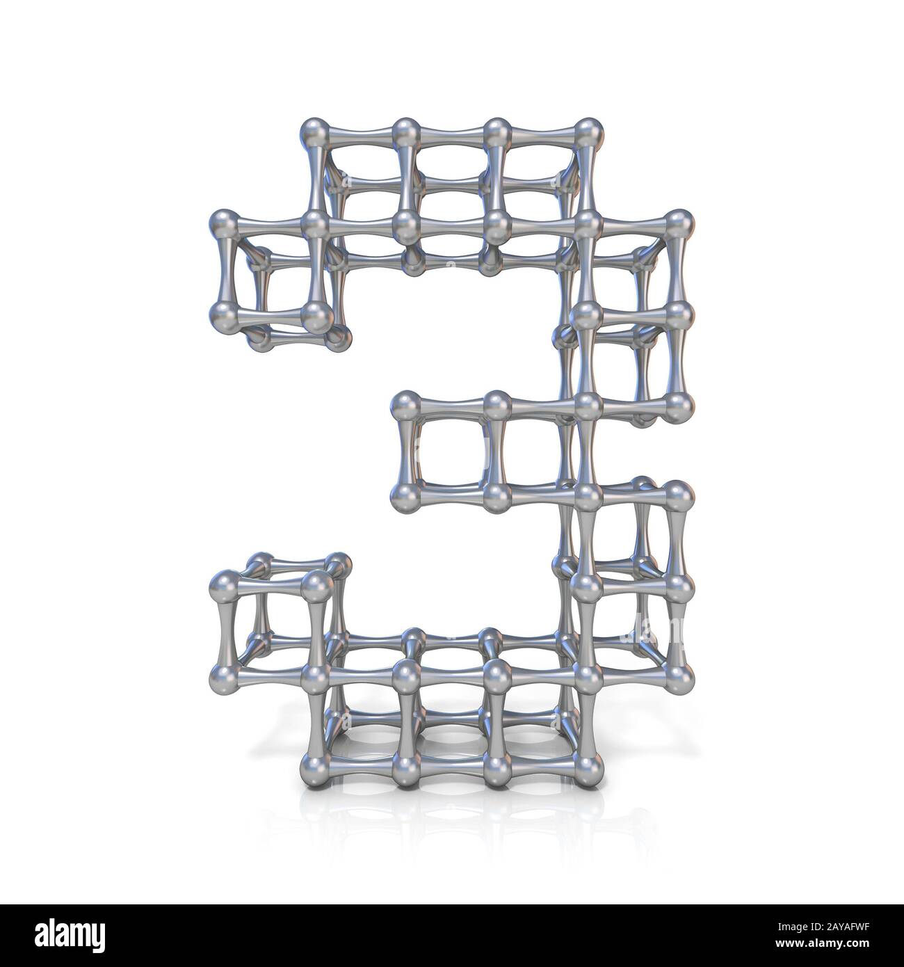 Metal lattice digit number THREE 3 3D Stock Photo - Alamy
