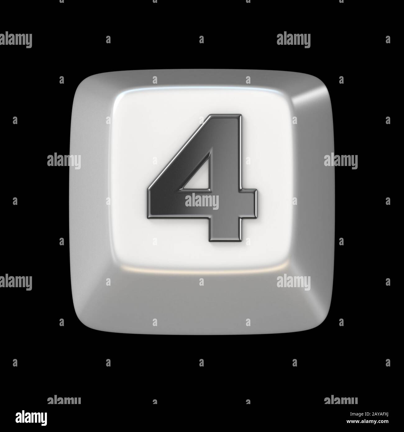 Computer keyboard key number FOUR 4 3D Stock Photo - Alamy