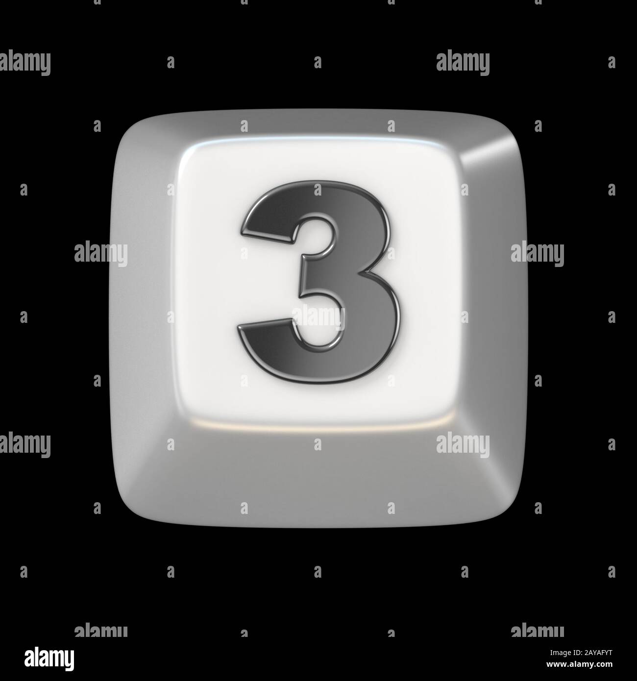 Computer keyboard key number THREE 3 3D Stock Photo - Alamy