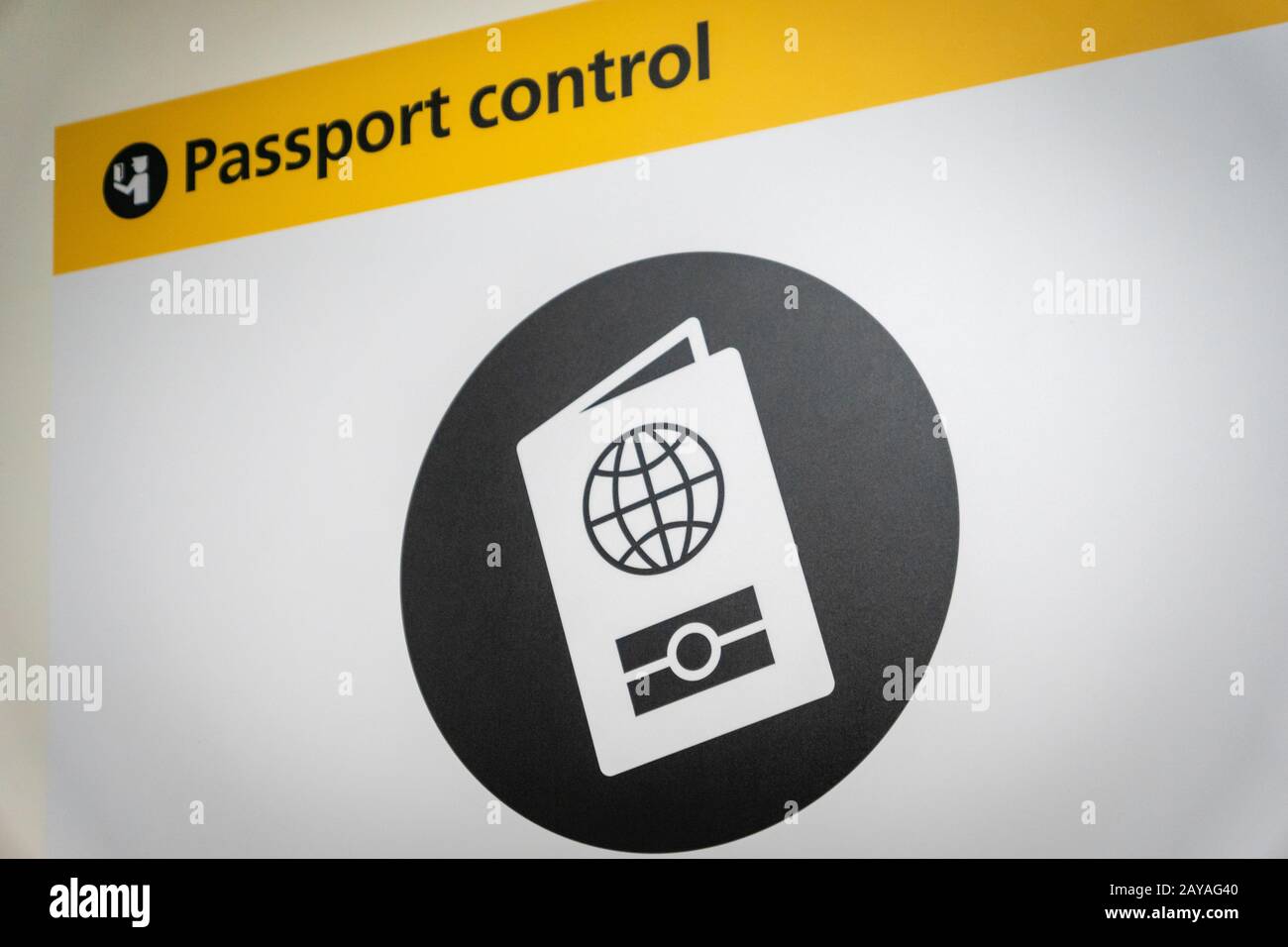 passport control sign / icon in international airport for immigration ...