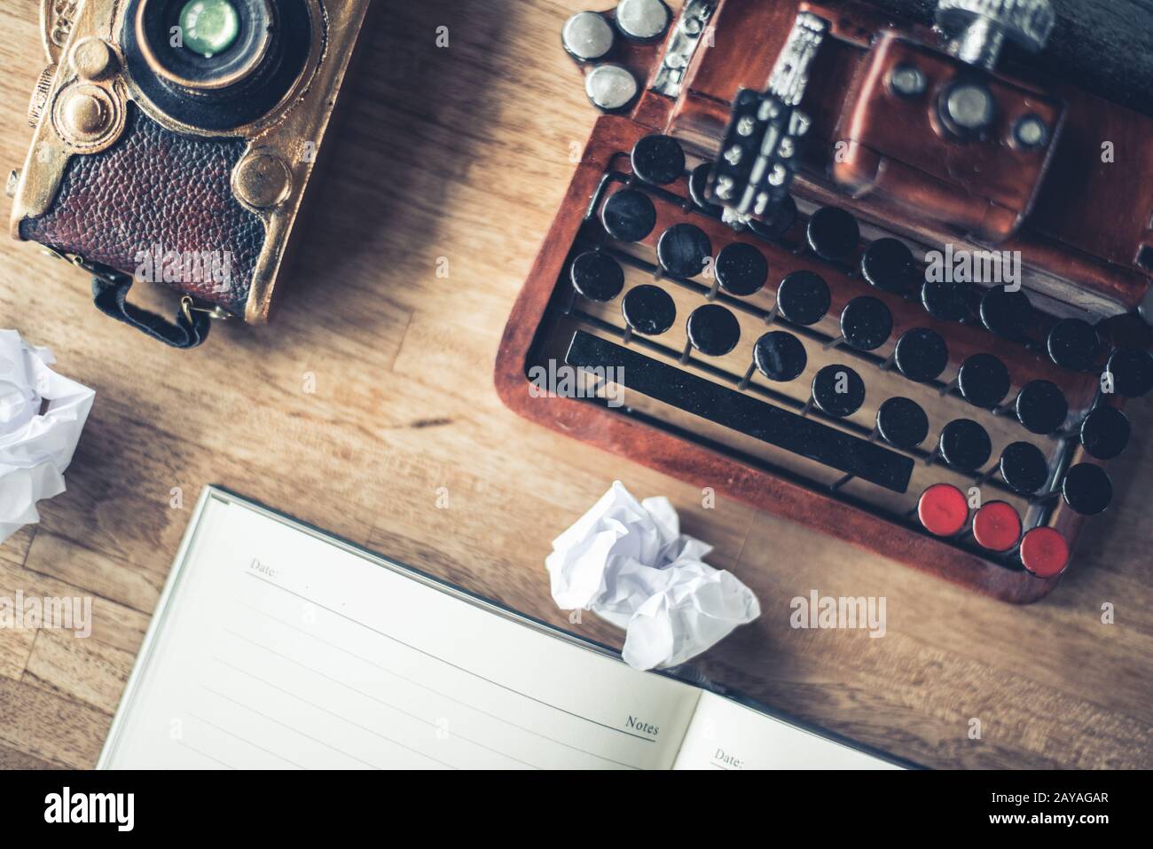 note book with typewriter Stock Photo - Alamy