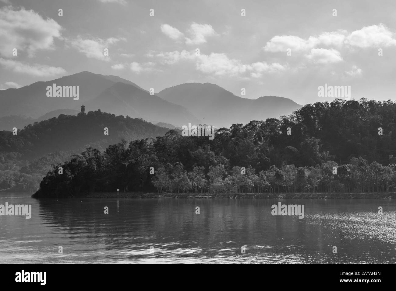 Sun moon tree clouds landscape hi-res stock photography and images - Alamy