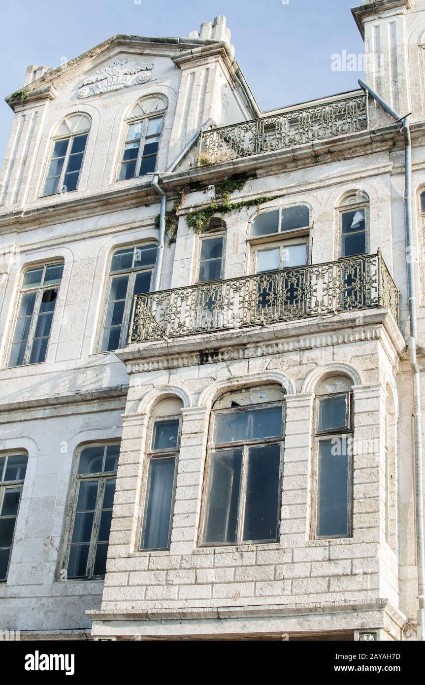 Old retro weathered vintage neglected house stone slabs facade Stock ...