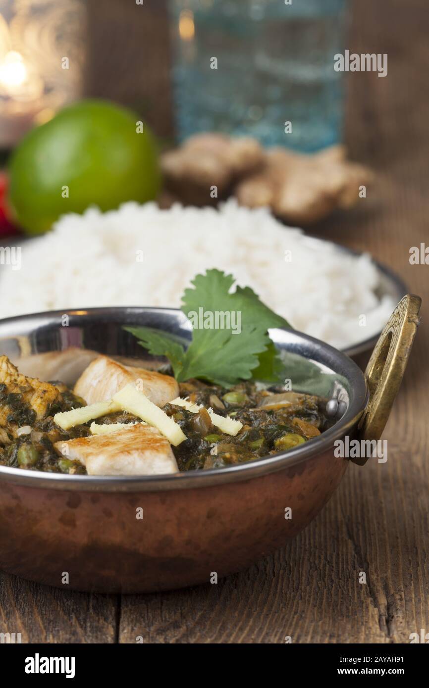 Indian Murgh Palak Dish With Rice High Resolution Stock Photography and ...