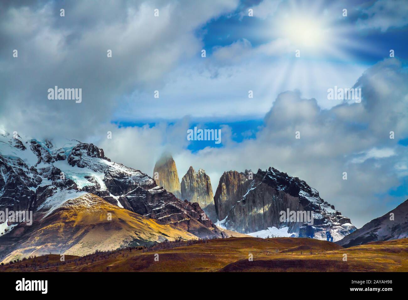 The soft sun shines through the clouds Stock Photo - Alamy