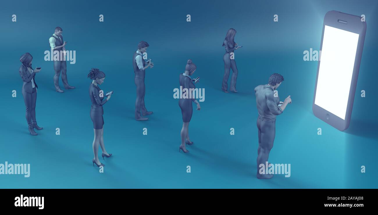 Technology Smartphone Turning People into Zombies Stock Photo - Alamy