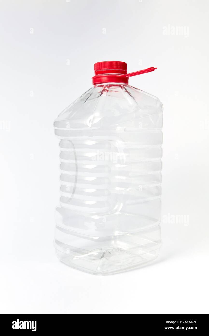 Mock-up big transparent canister for liquid on a light background Stock ...