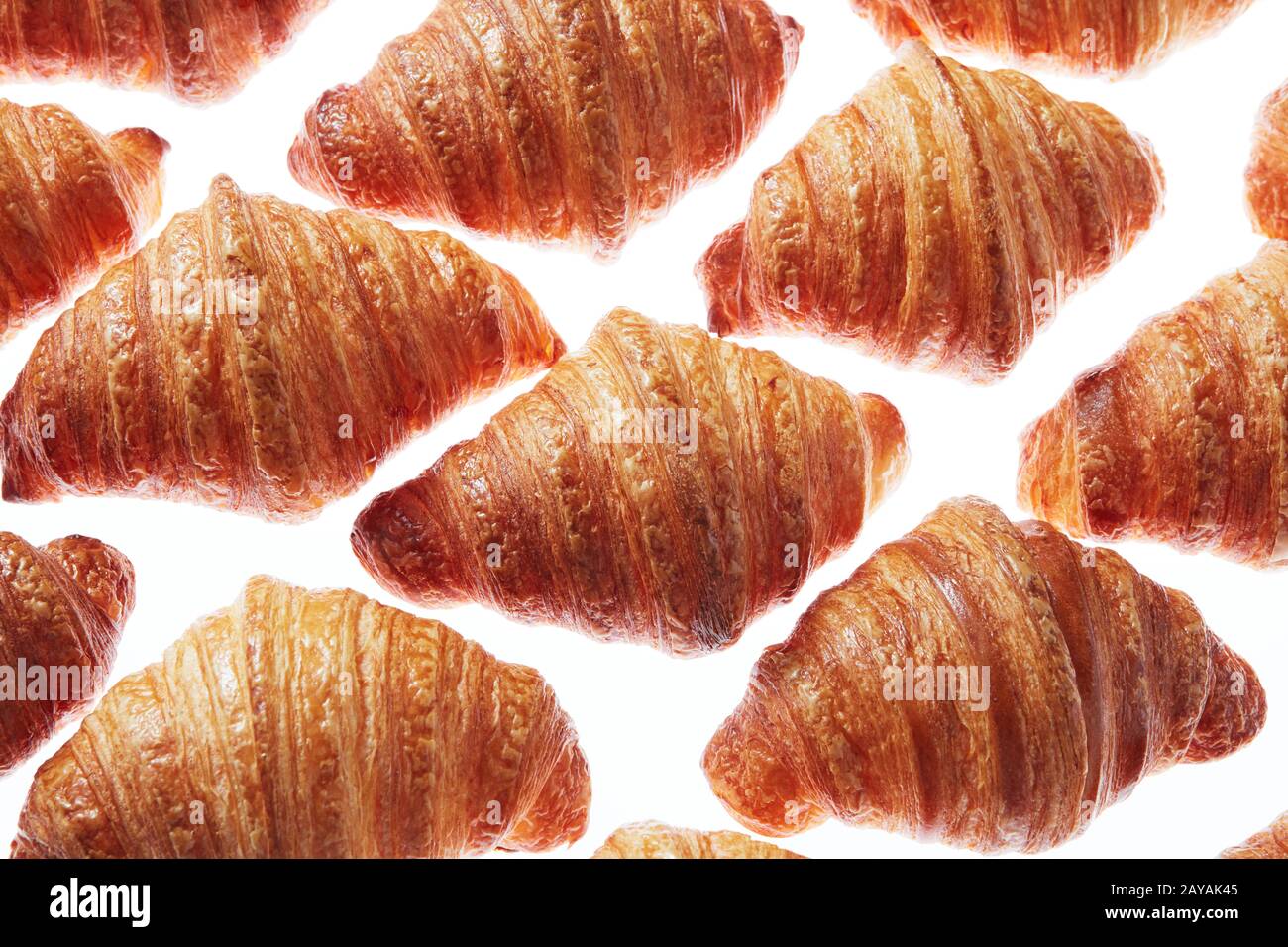 Close up homemade french croissants pattern on a white background Stock ...