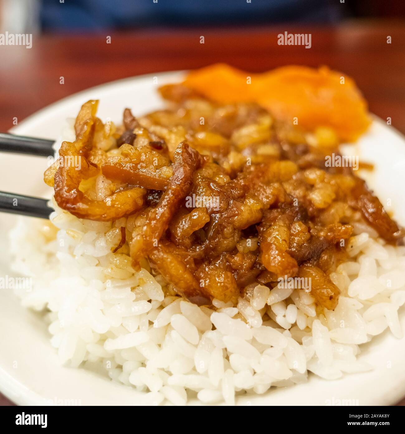 snacks of Chinese braised pork on rice Stock Photo - Alamy