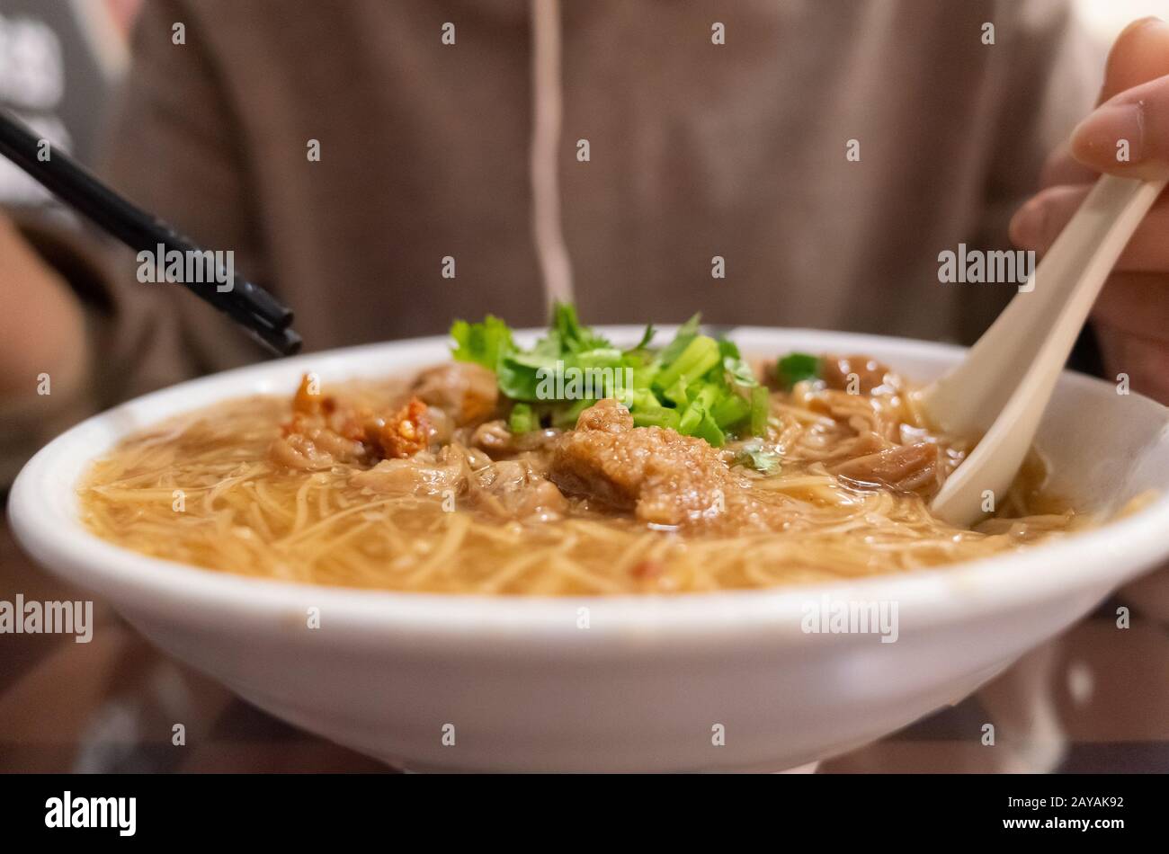 thin noodles with pork intestine Stock Photo - Alamy