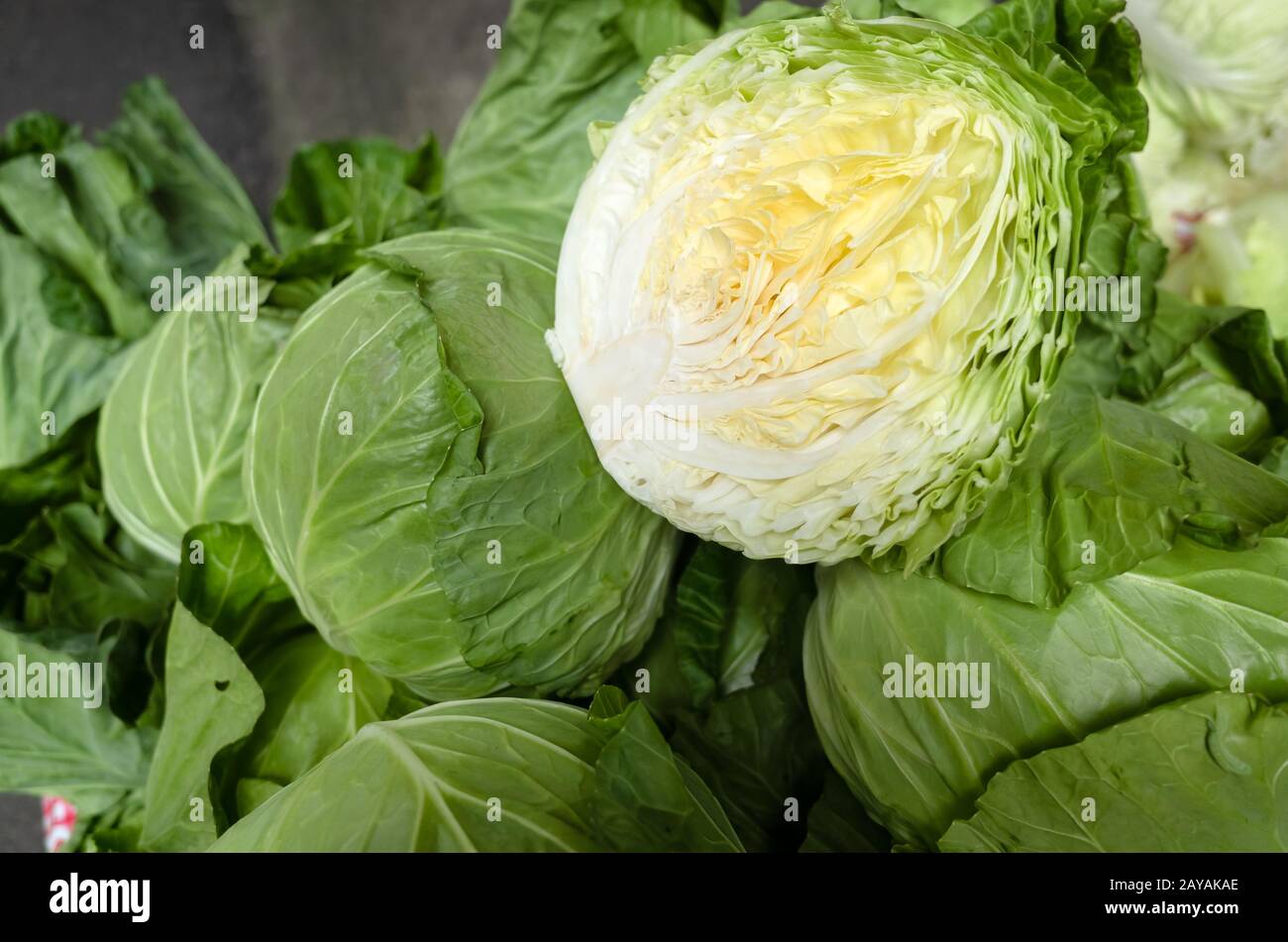 sliced cabbage at traditional marketplace Stock Photo - Alamy