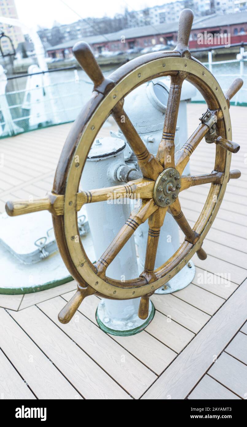 Steering Wheel Ship Stock Photo - Alamy